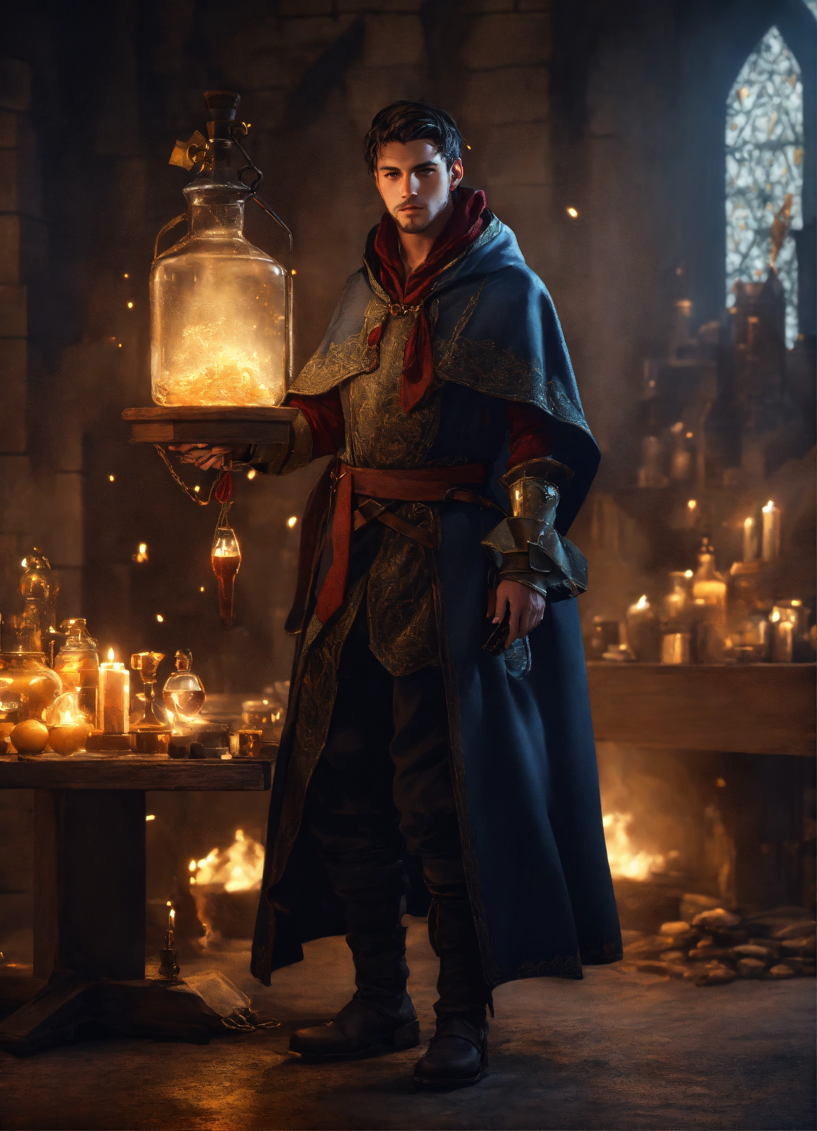 Lexica - A realistic full body portrait of a medival male alchemist ...