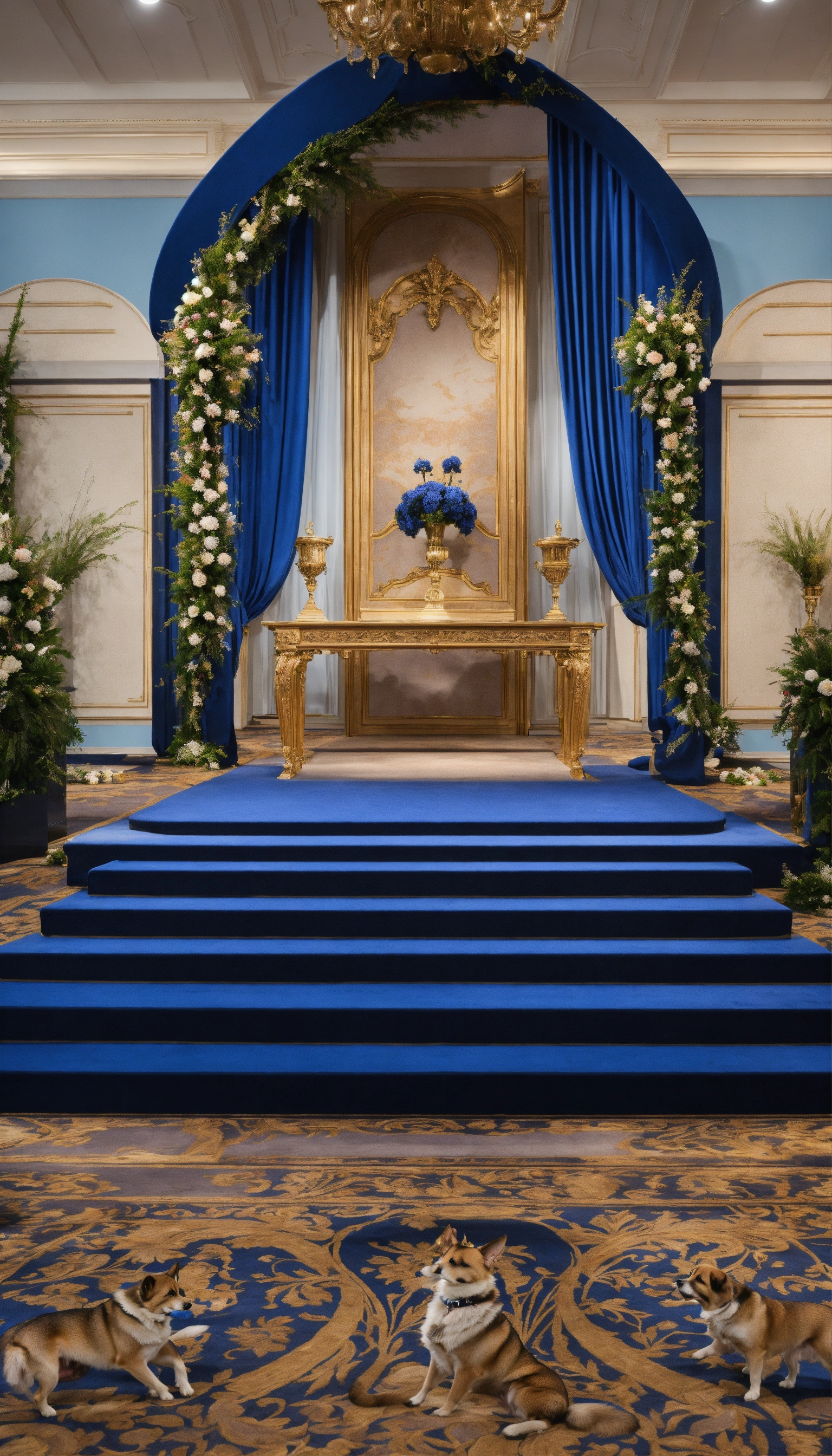 Lexica - In the center of the image stands a podium. The three levels ...