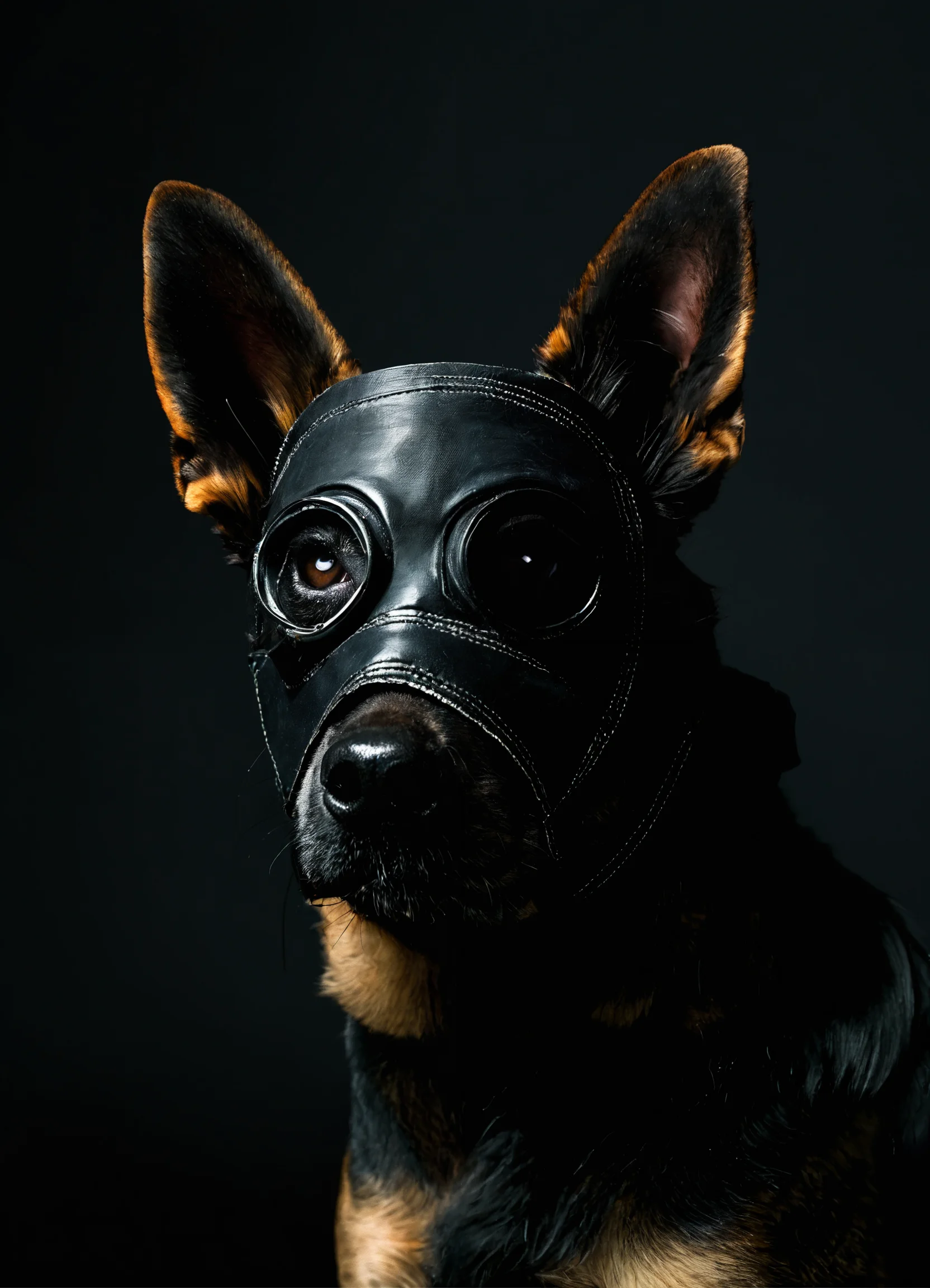 Lexica - A dog wearing a burgler mask, portrait photography ...