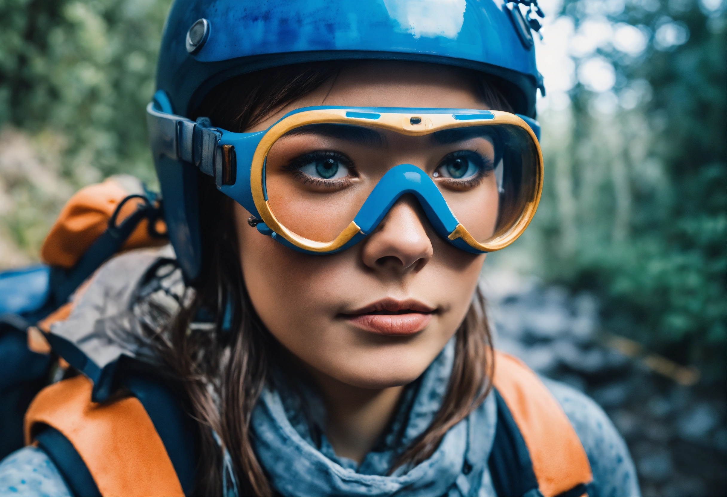 Lexica - Beautiful watercolor style blue, adventurer with googles ...