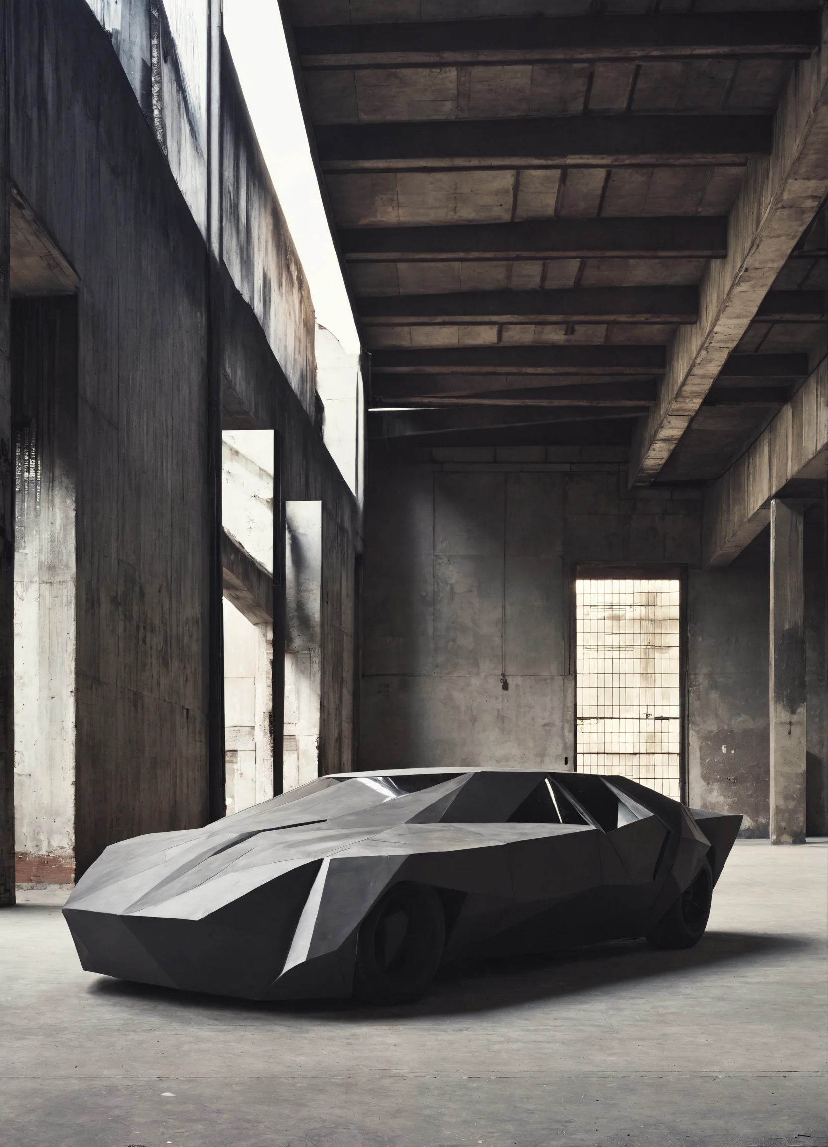 Lexica - Minimalistic plolygon geometric car Rick Owens in brutalism ...