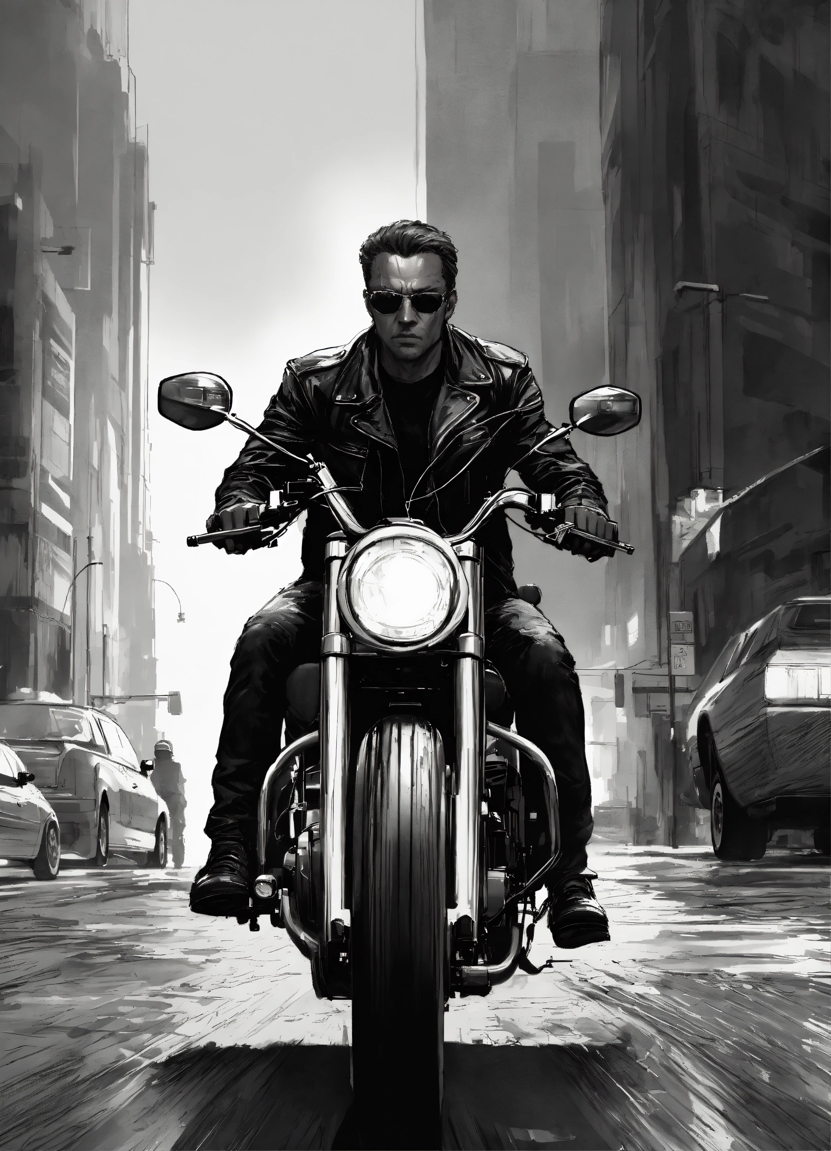 Lexica - "Line Art | Pencil Sketch | Movie Still | Terminator | Riding ...