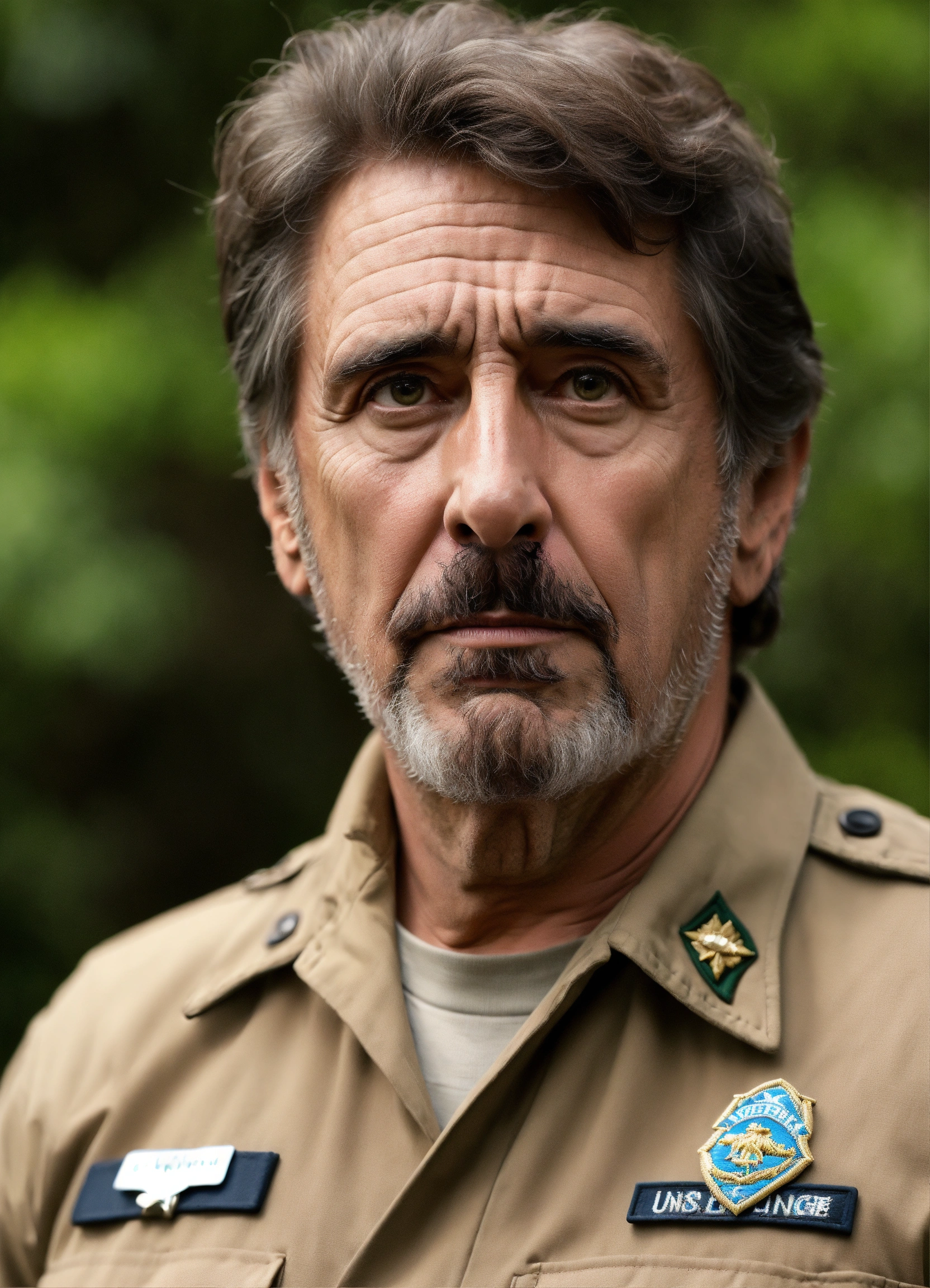 Lexica - Scared man, US PARK RANGER, FRONT VIEW, casual clothes, arms ...