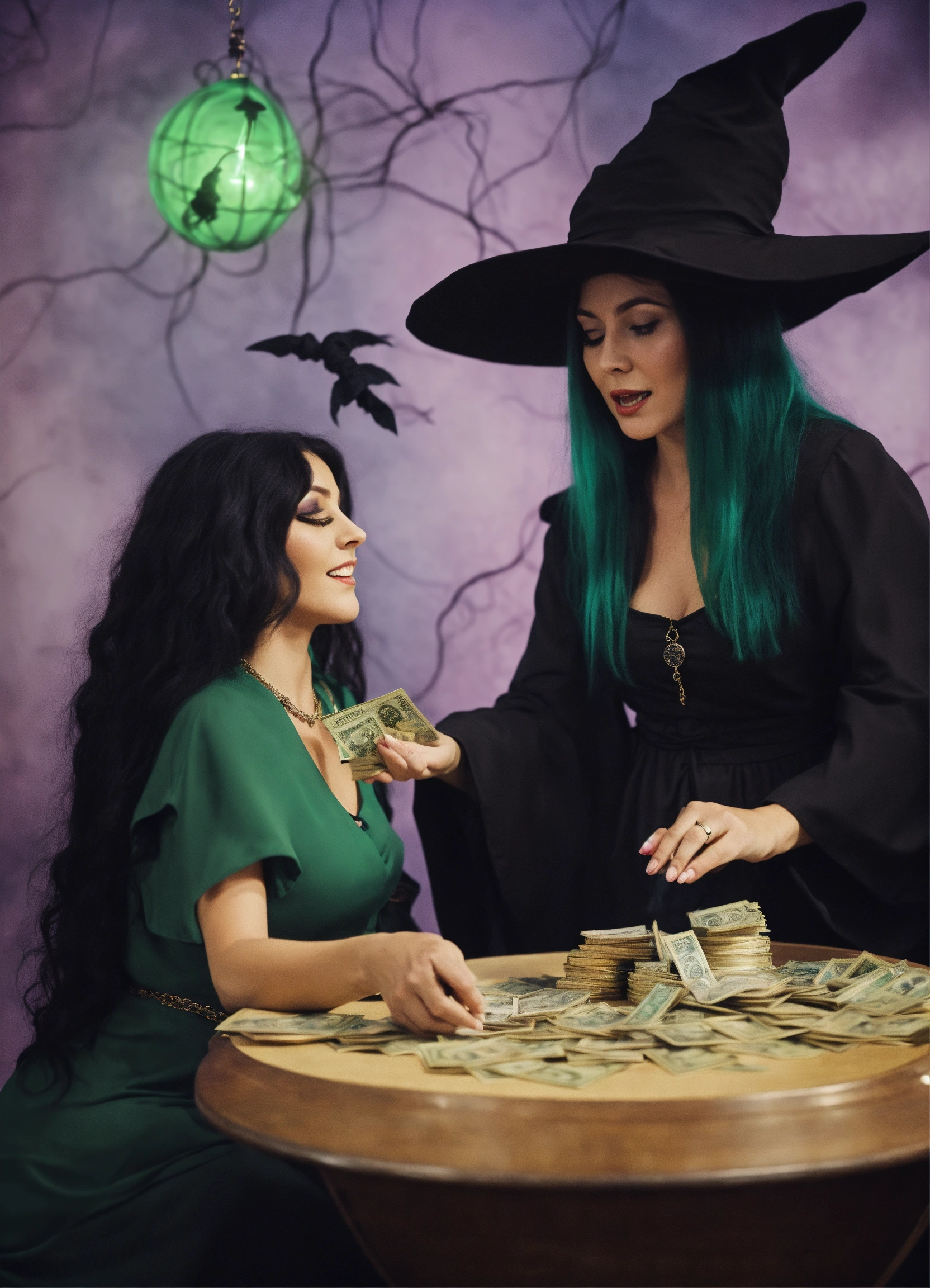 Lexica - Witch casting a hypnosis spell on a bank teller