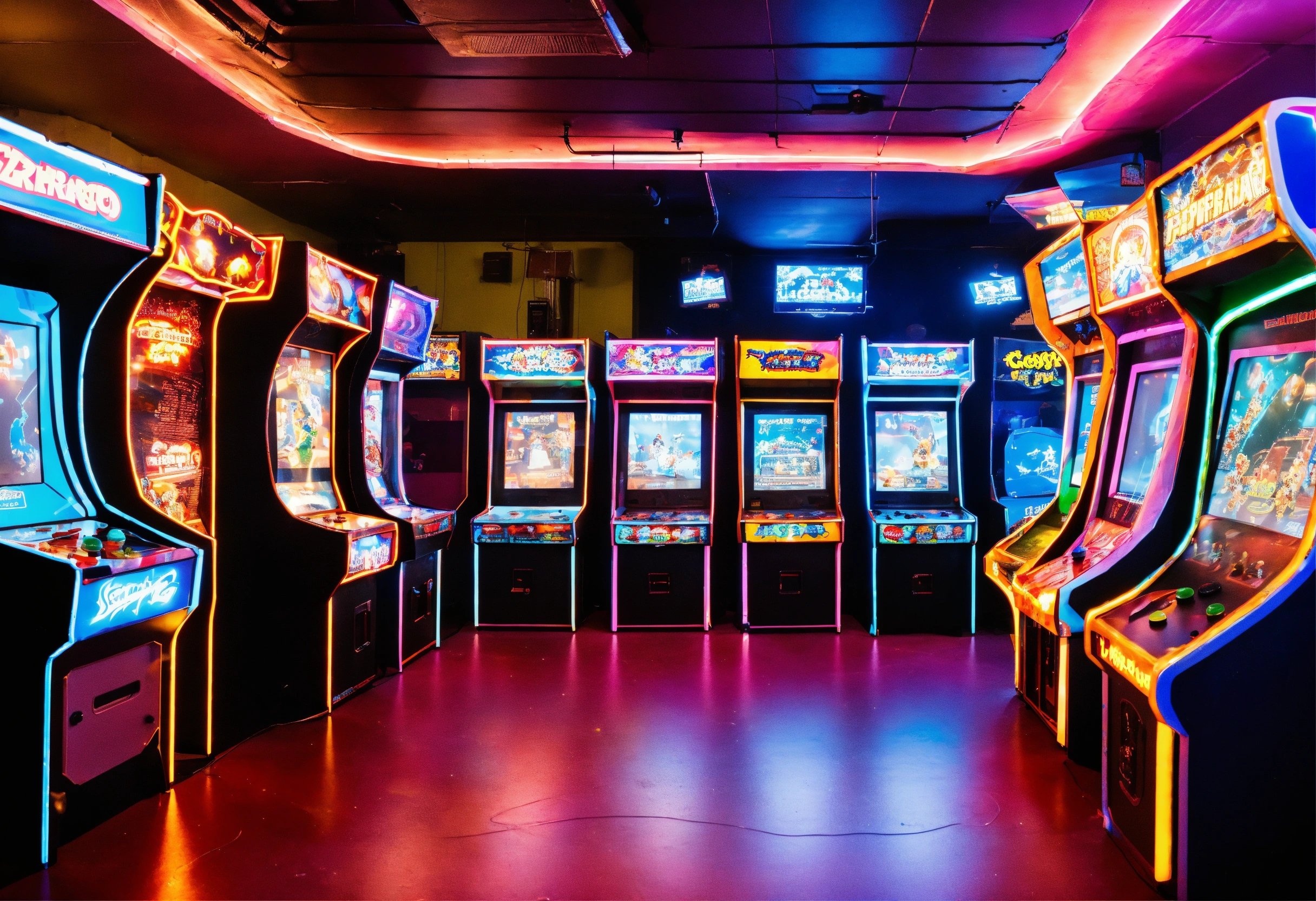 Lexica - Sci Fi tech arcade with lots of lights, many retro stand up ...