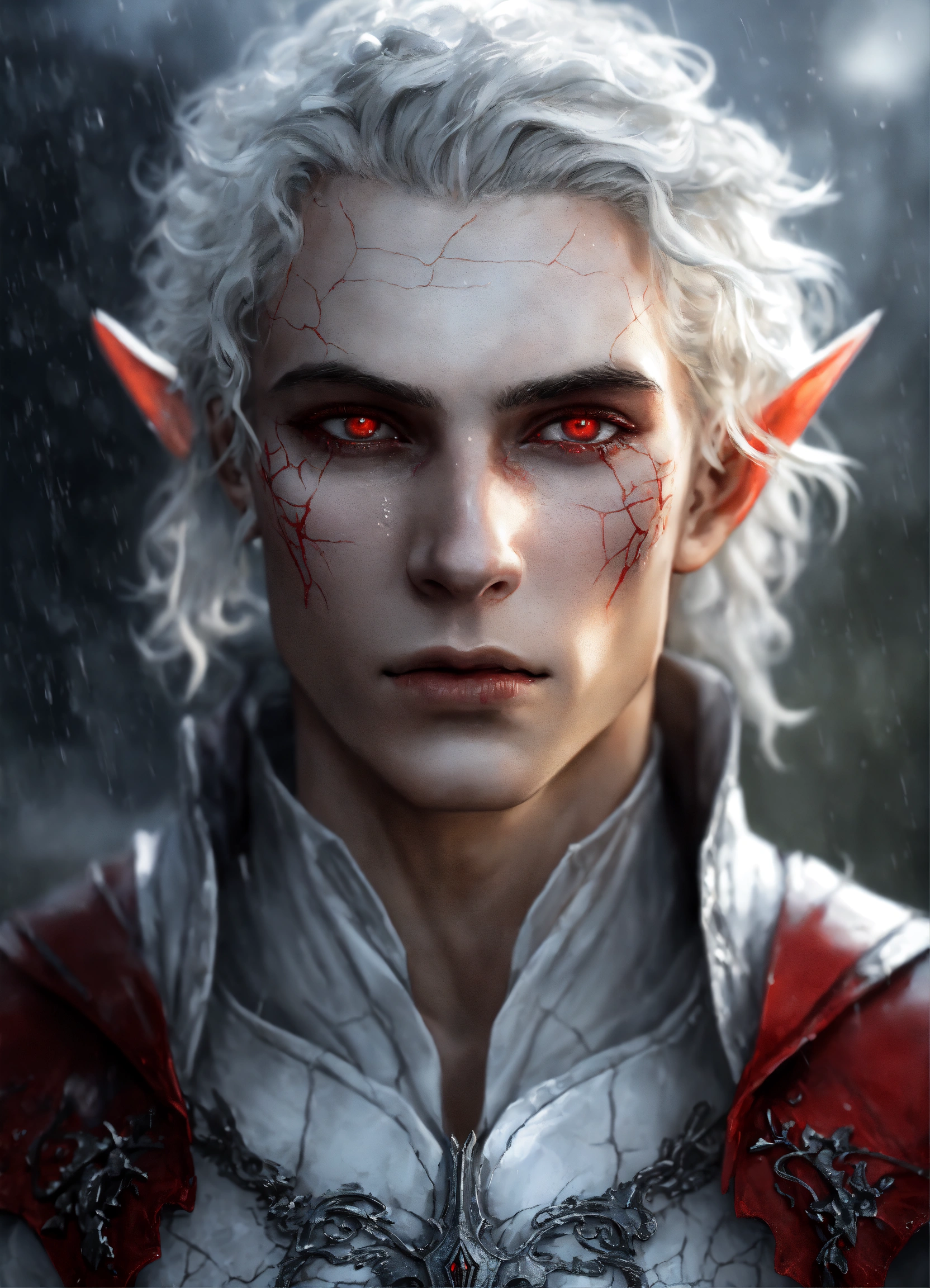 Lexica - Fantasy portrait of a ash-grey skinned elf, masculine ...