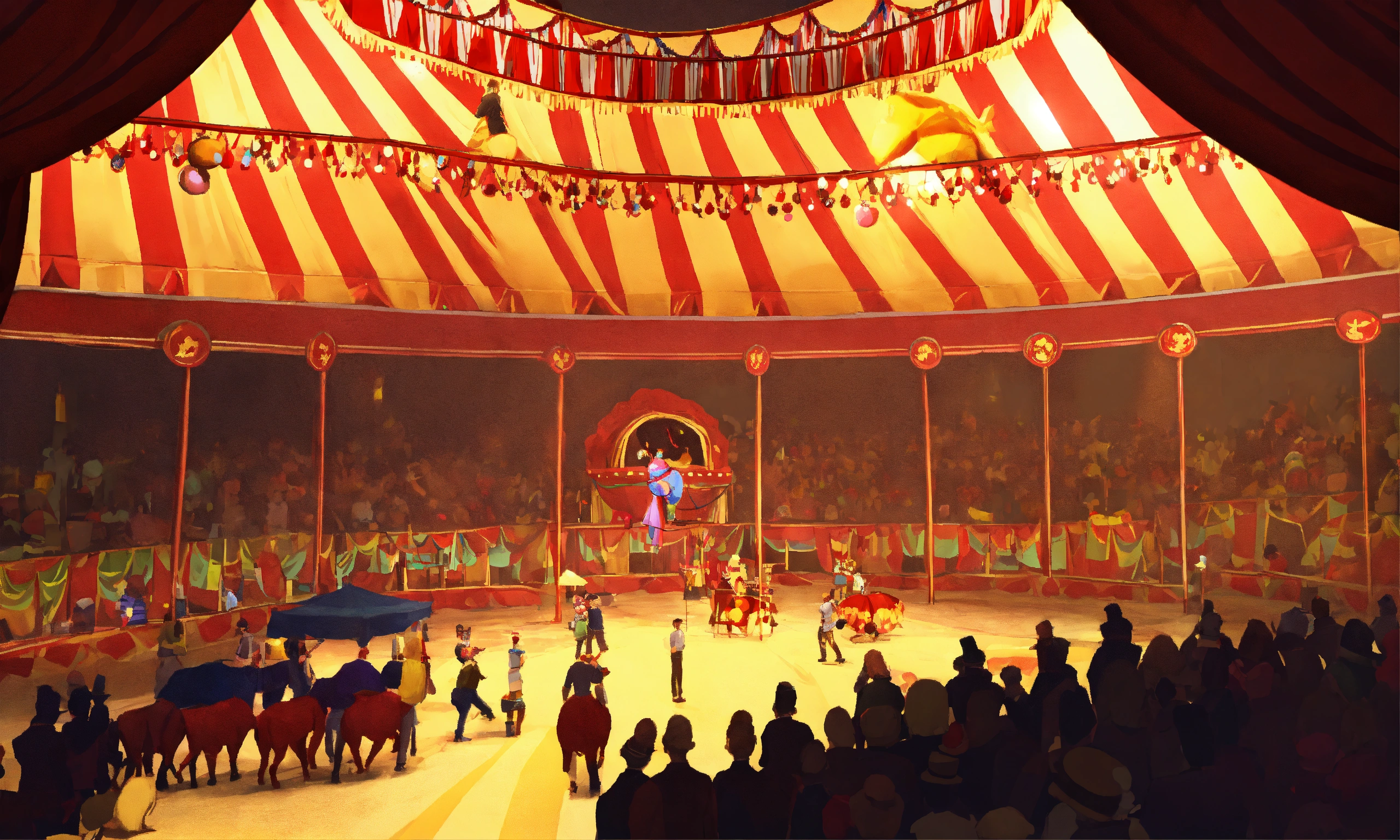 Lexica - Circus view with angry crowd animated