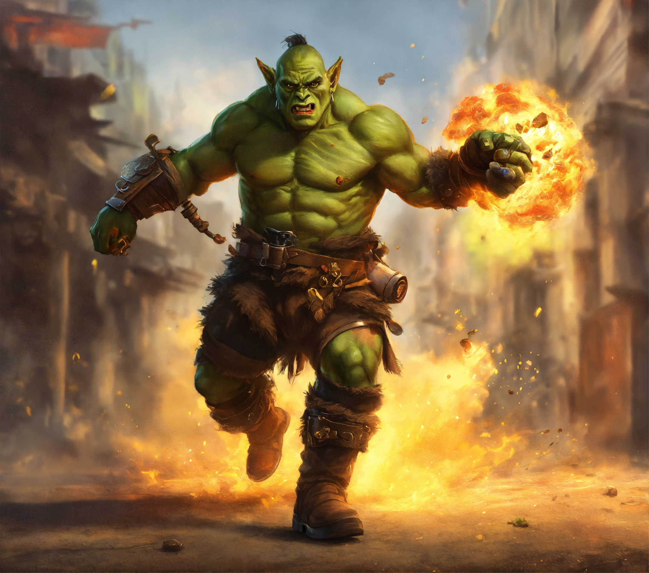 Lexica - Little Orc throwing bombs, digital painting, hyperrealistic ...