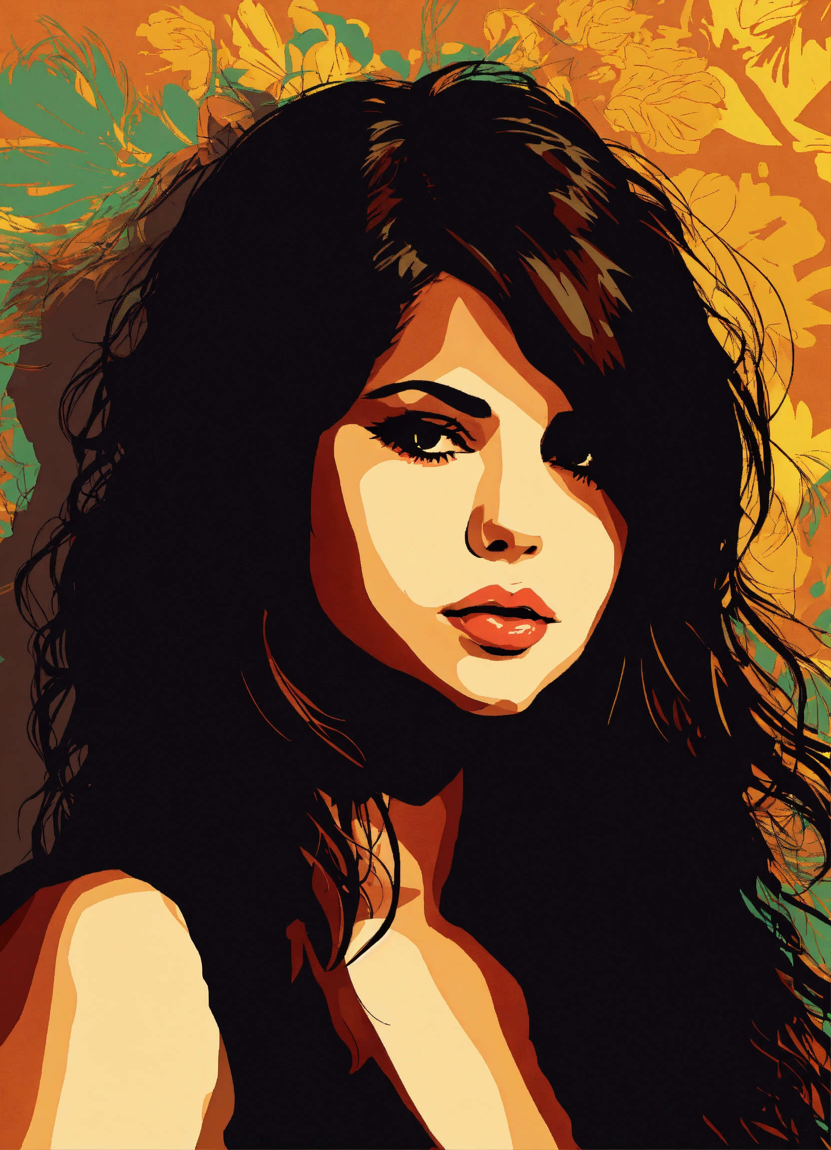 Lexica - Selena gomez, silhouette, vector art, face