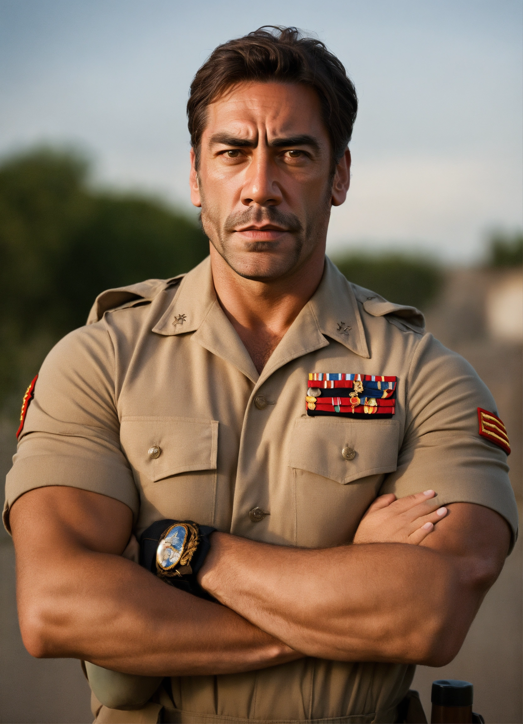 Lexica - Scared man, US Marine, FRONT VIEW, casual clothes, arms ...