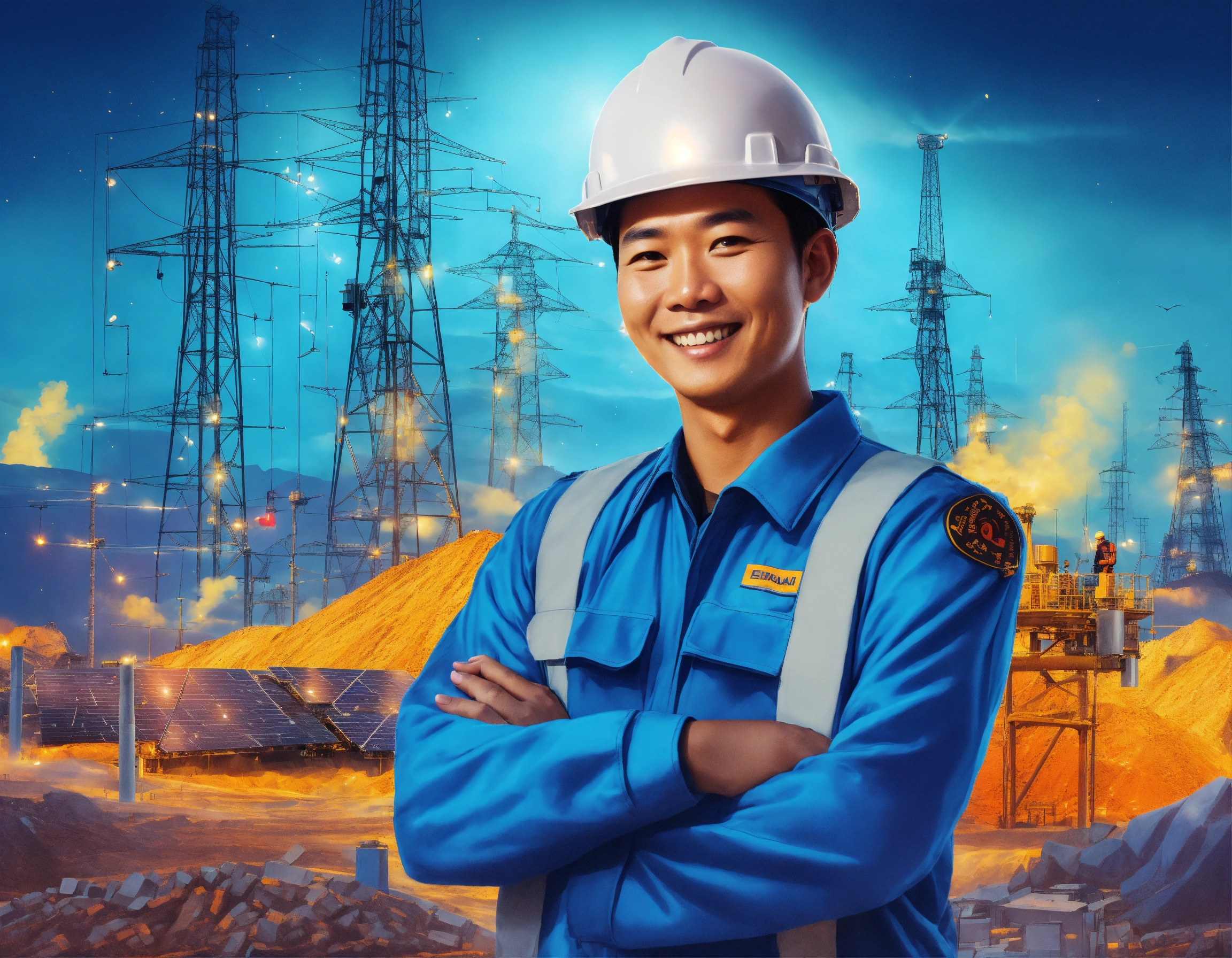 Lexica - Technical officer wearing light blue engineering uniform ...