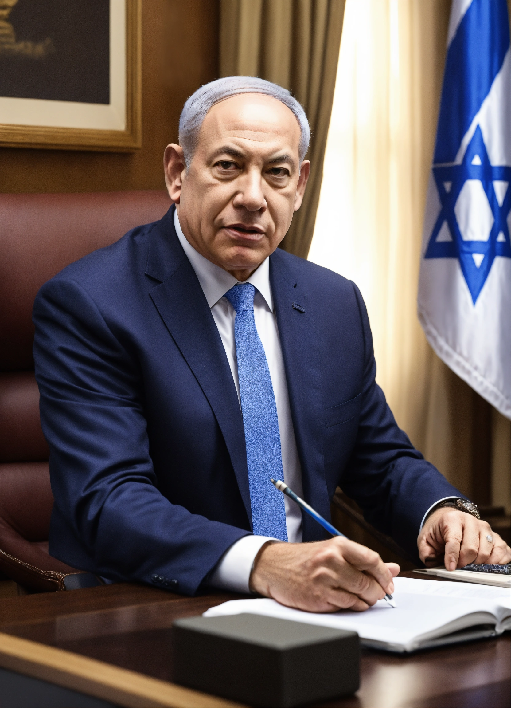 Lexica - Generate a picture of benjamin netanyahu in his office in ...