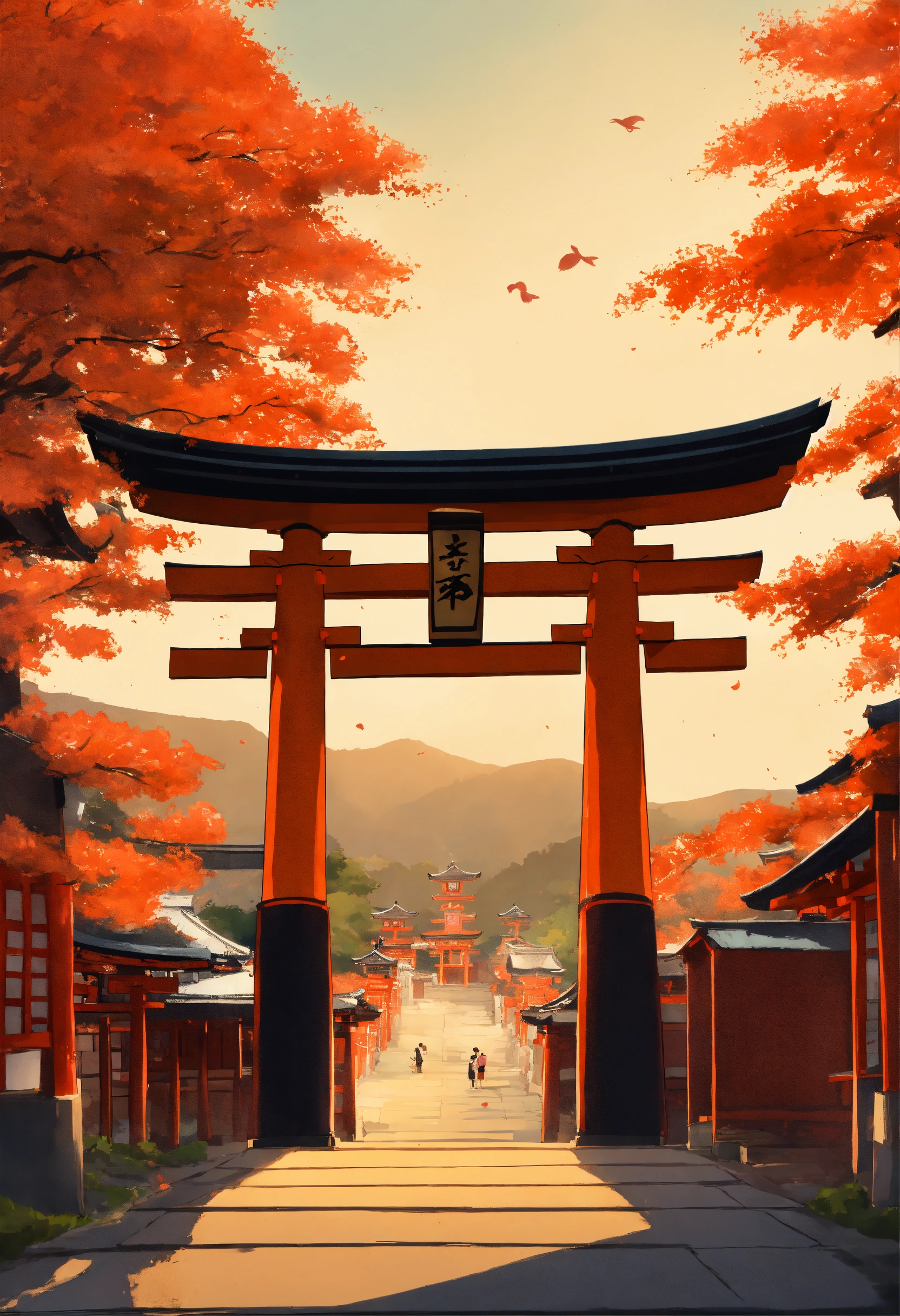 Lexica - An animation-style image of the Senbon torii gates of the ...