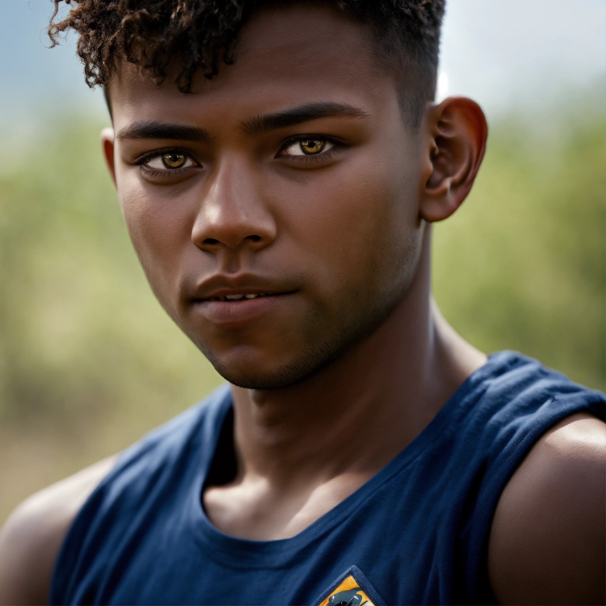 Lexica - Hot boy face blue ayes black hare muscular face