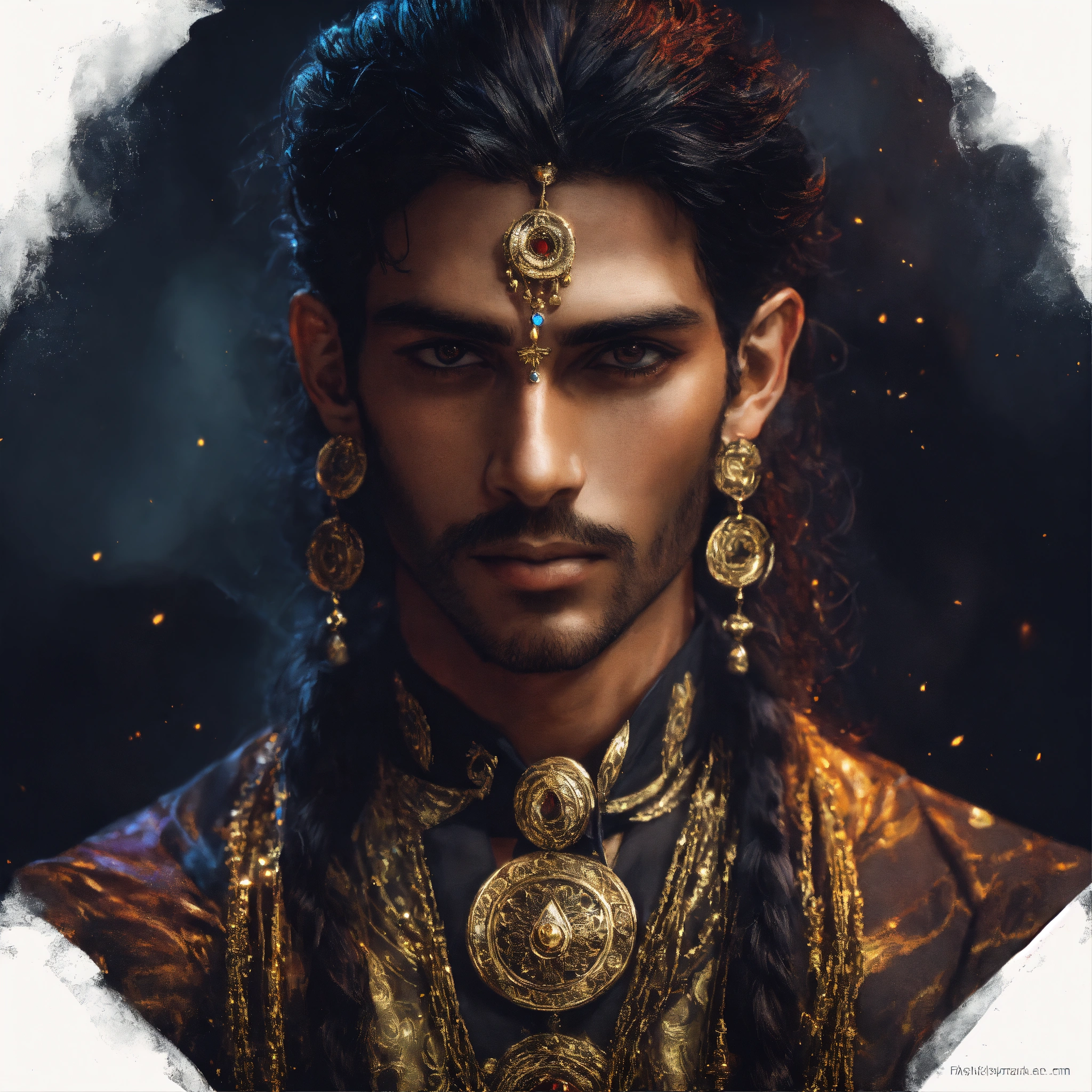 Lexica - Young handsome malevolent indian male sorcerer, dark, lavish ...