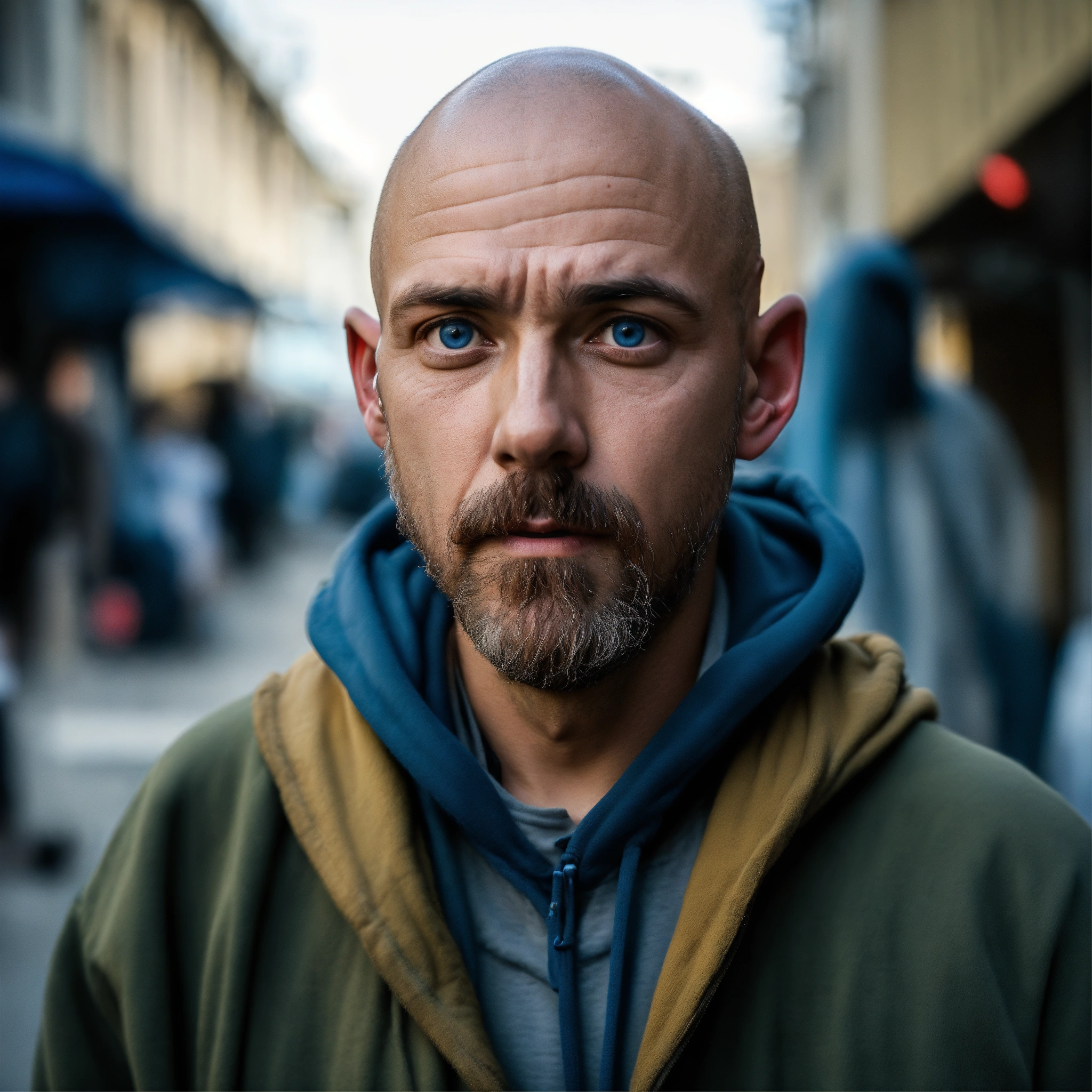 Lexica - A HUGE HOMELESS MAN WITH A HUGE LUMPY BALD HEAD, A TINY GOATEE ...