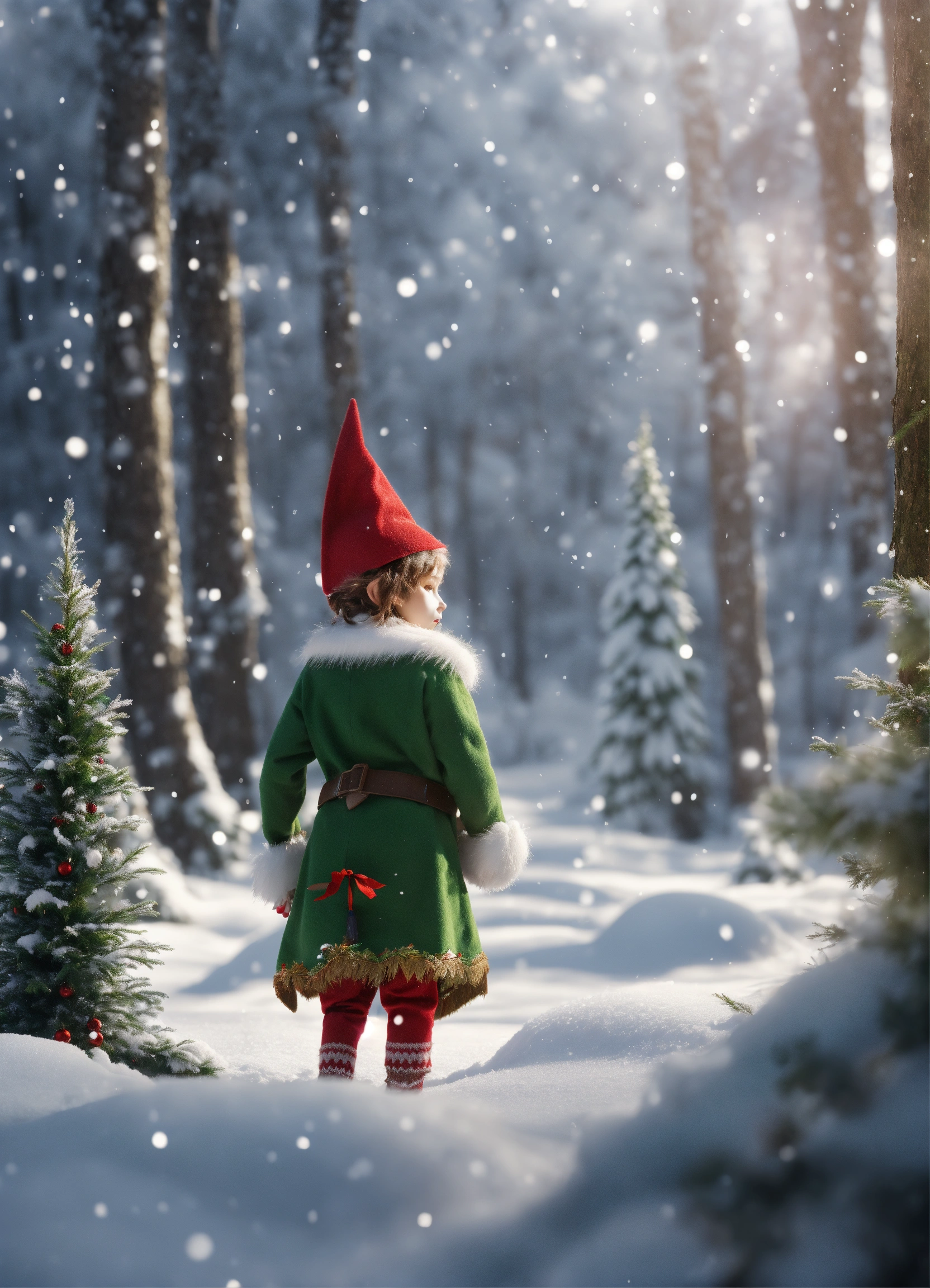Lexica - Christmas elf in winter forest, lots of snow, wide ...