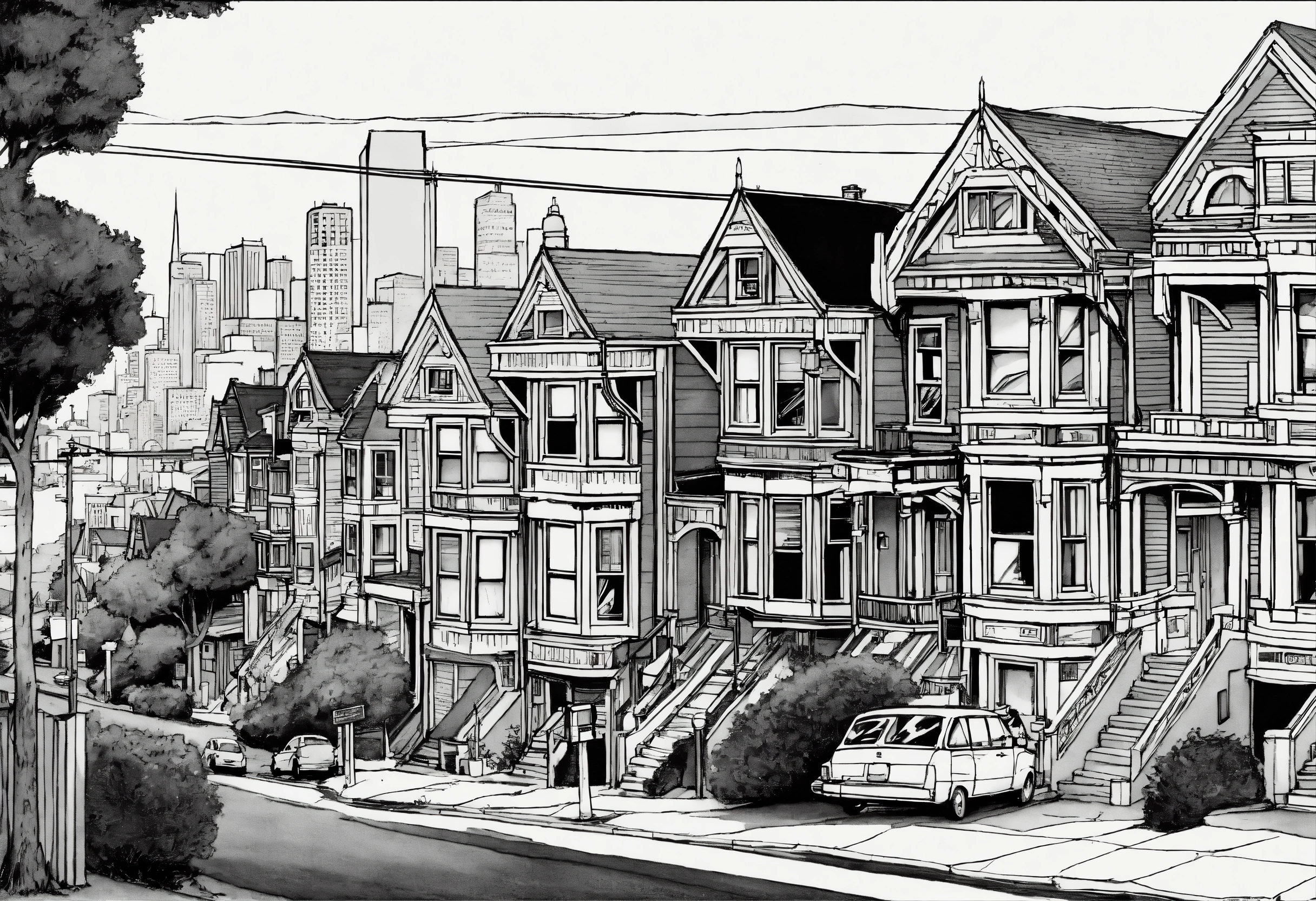 Lexica - Beautiful San Francisco, illustrated by hedge, style of tin tin comics, pen and ink ...