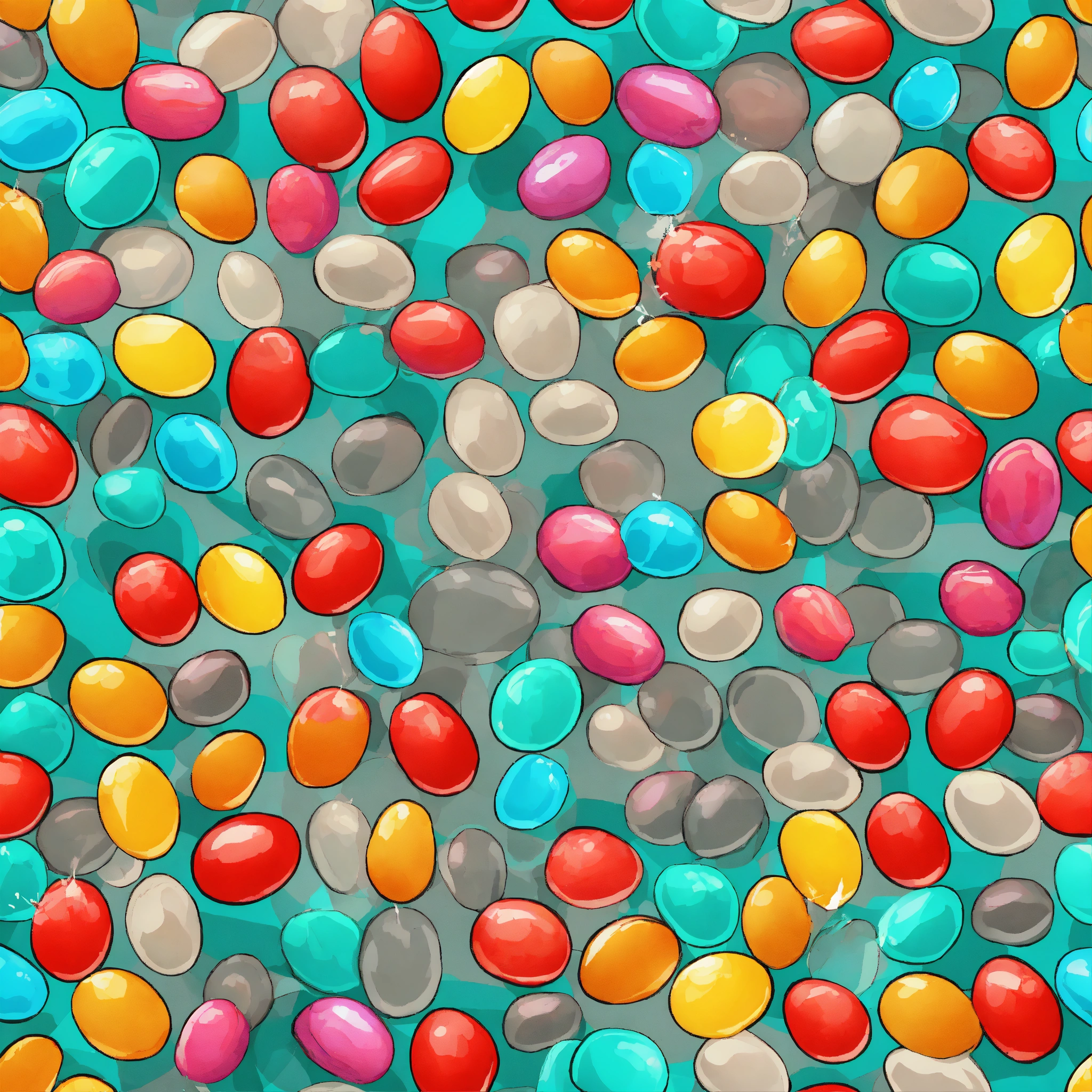 Lexica - Repeating pattern of jelly beans scattered on a cartoonish ...