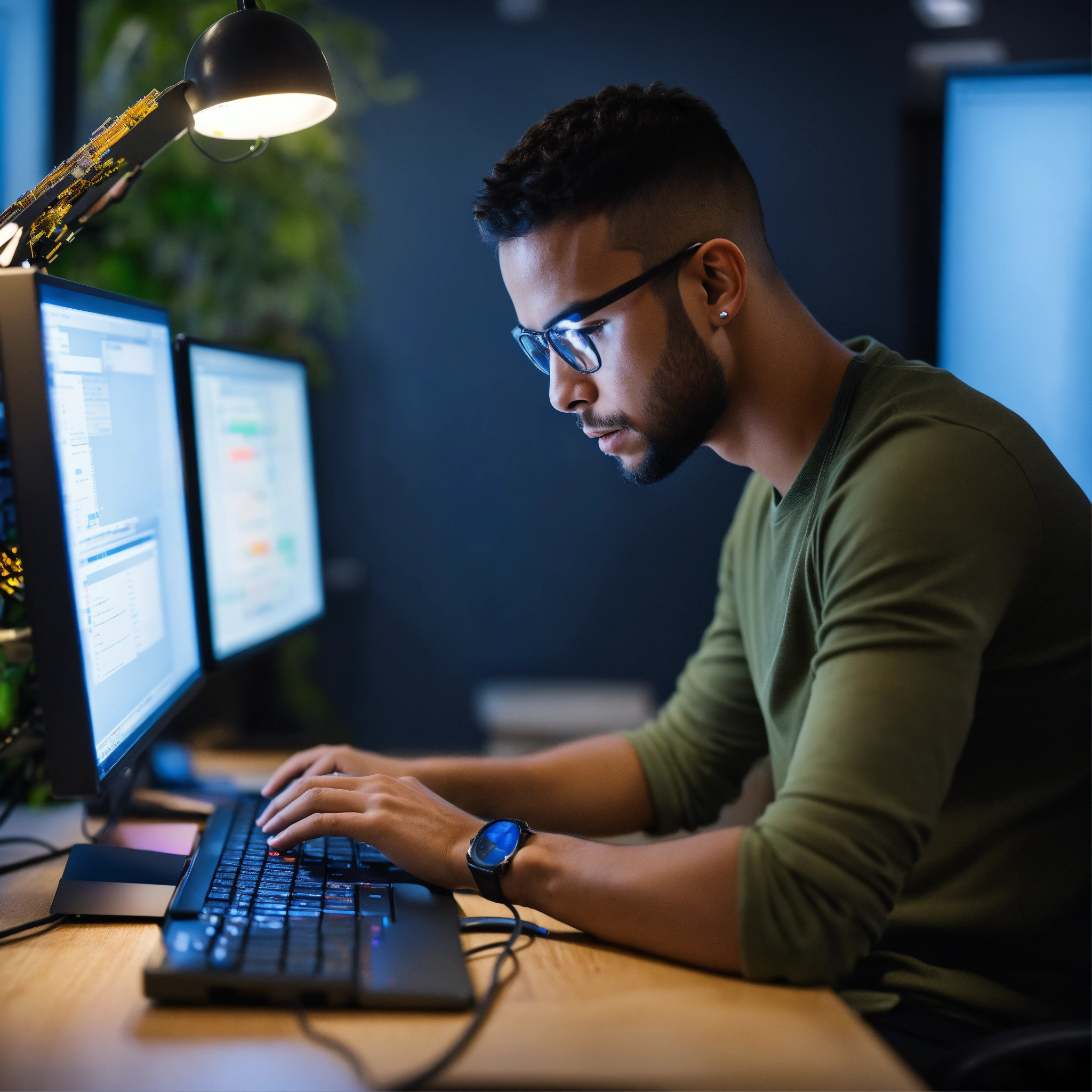 Lexica - A photo of a computer programmer working on a computer. The ...