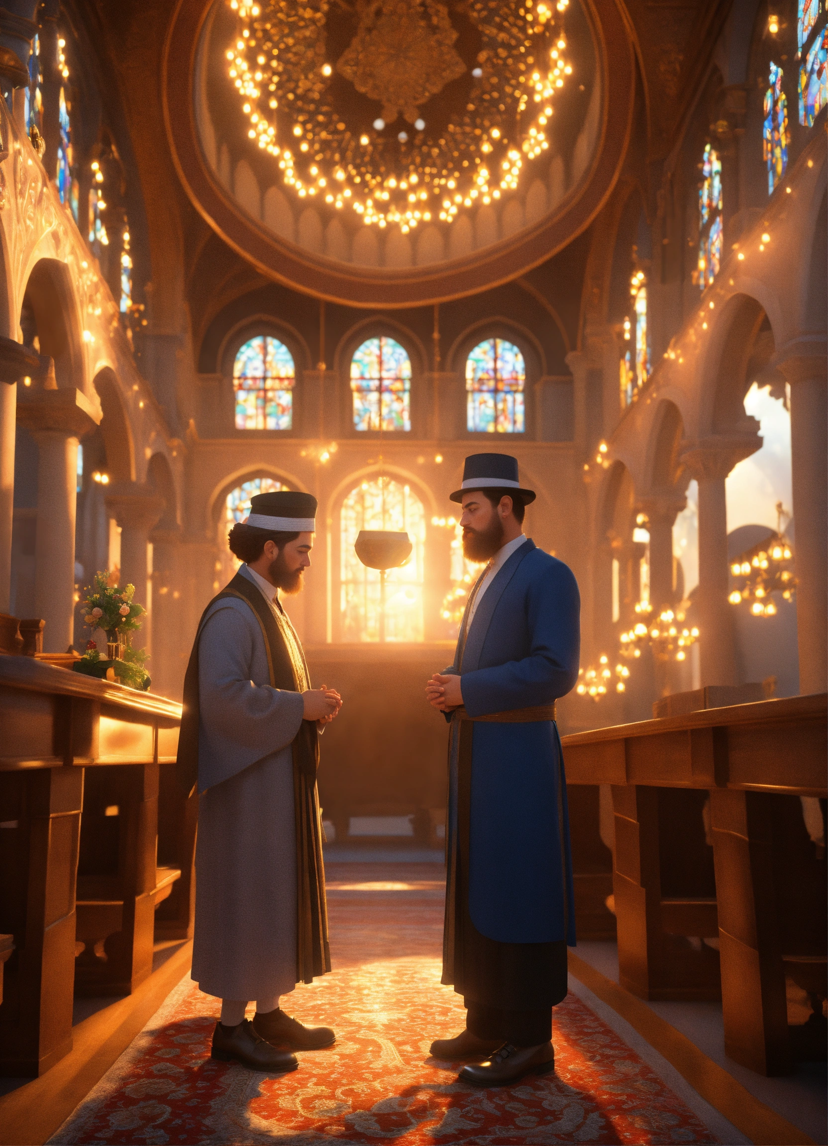 Lexica - A hundred Jewish orthodox people sit and pray devoutly with ...