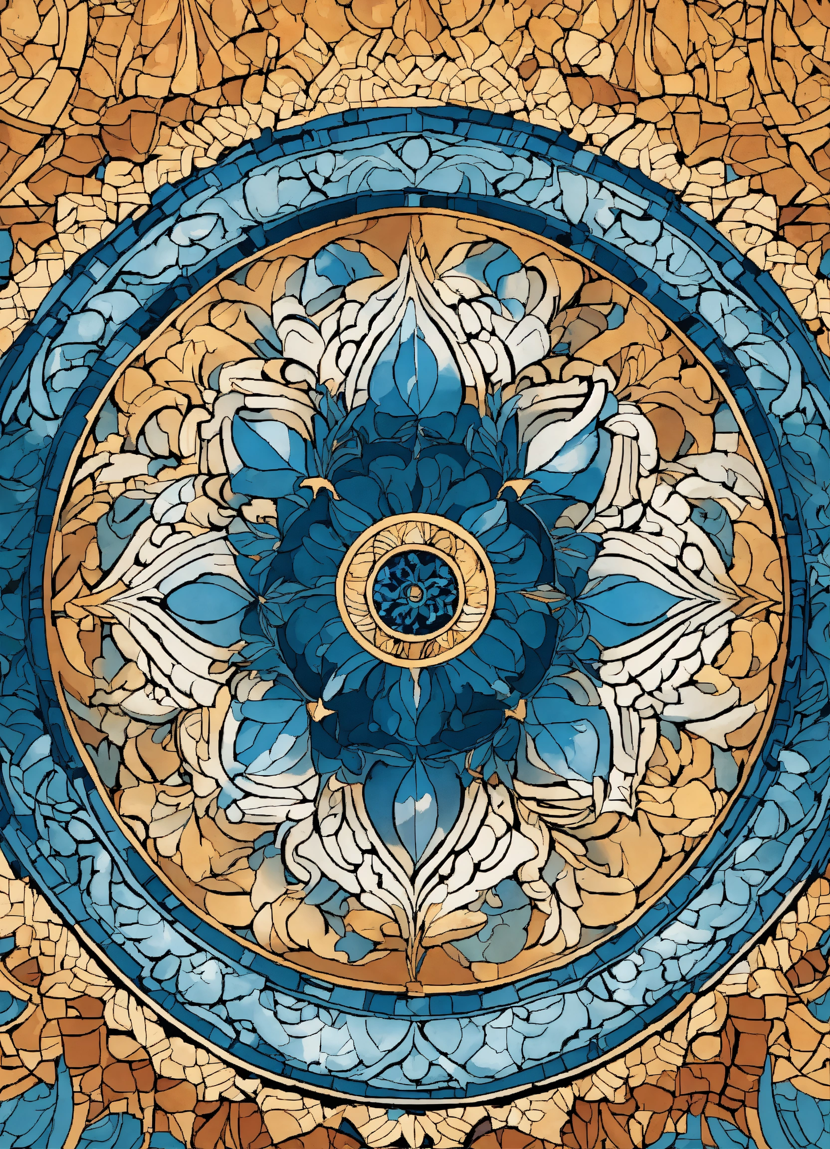 Lexica - Mandala, three tones, vector art. Heavy detail. a close up ...