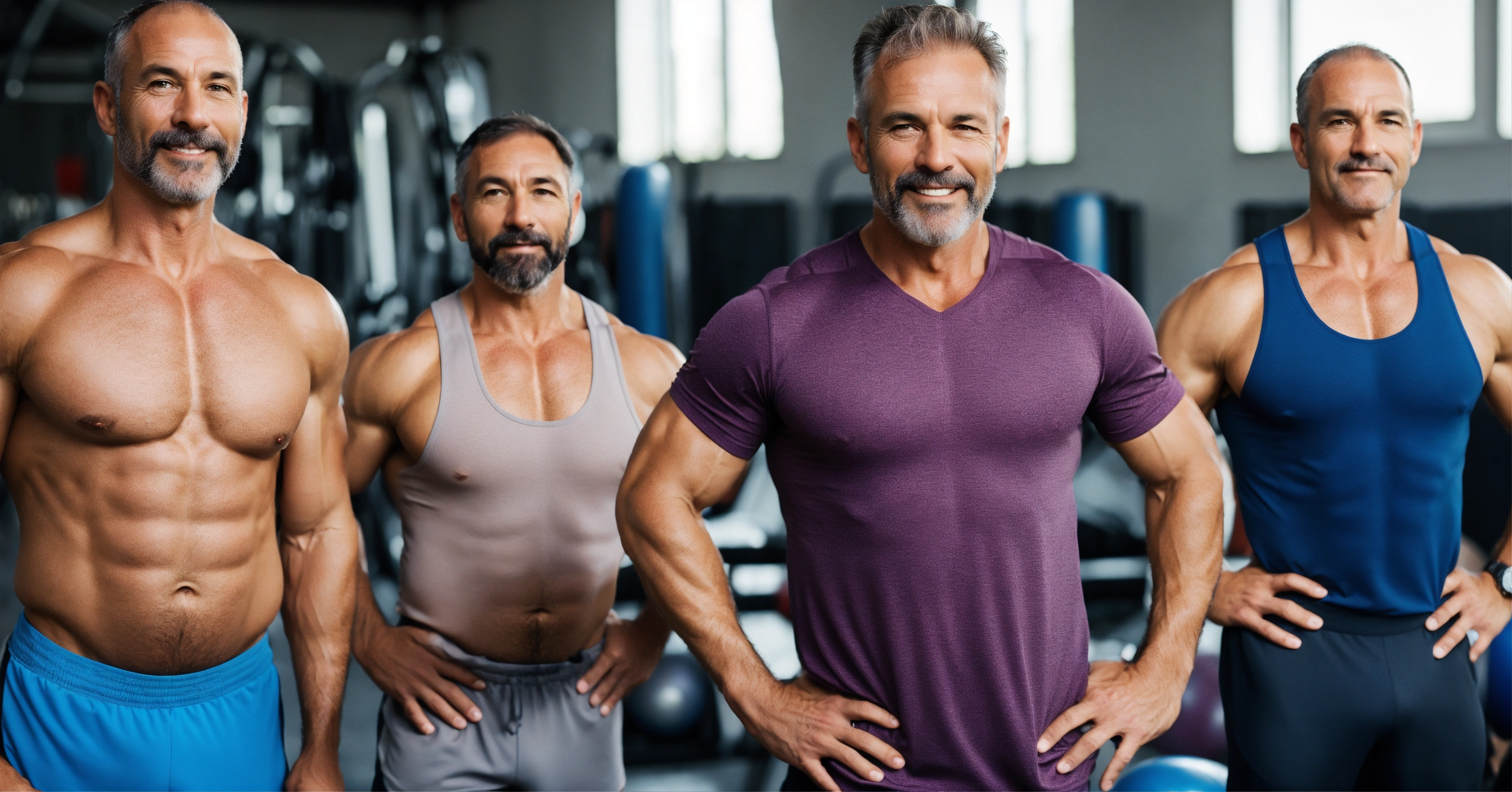 Lexica - Group of diverse middle age men, fitness context, health focus ...