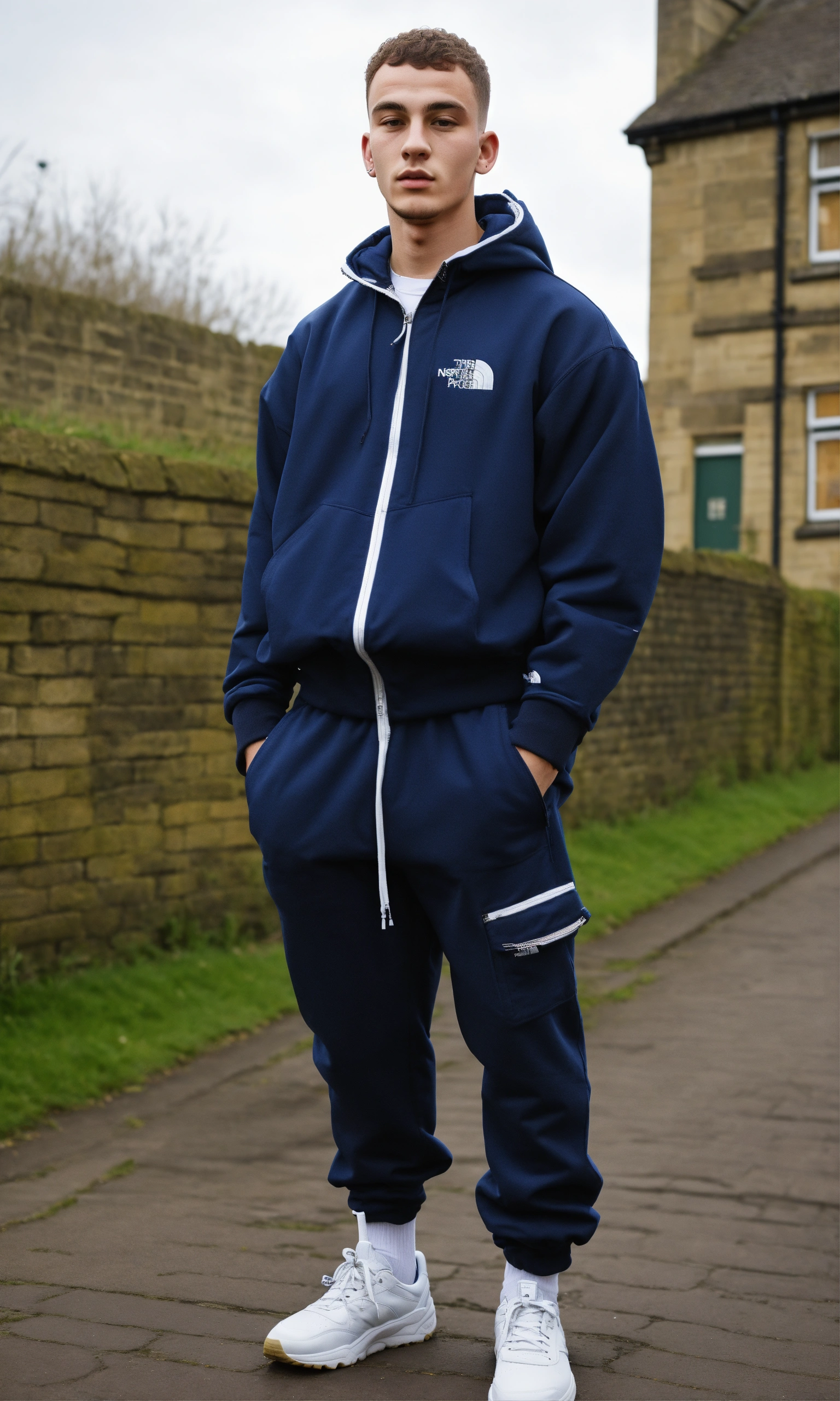 Lexica - White british roadman chav, aged 21, he is wearing a north ...