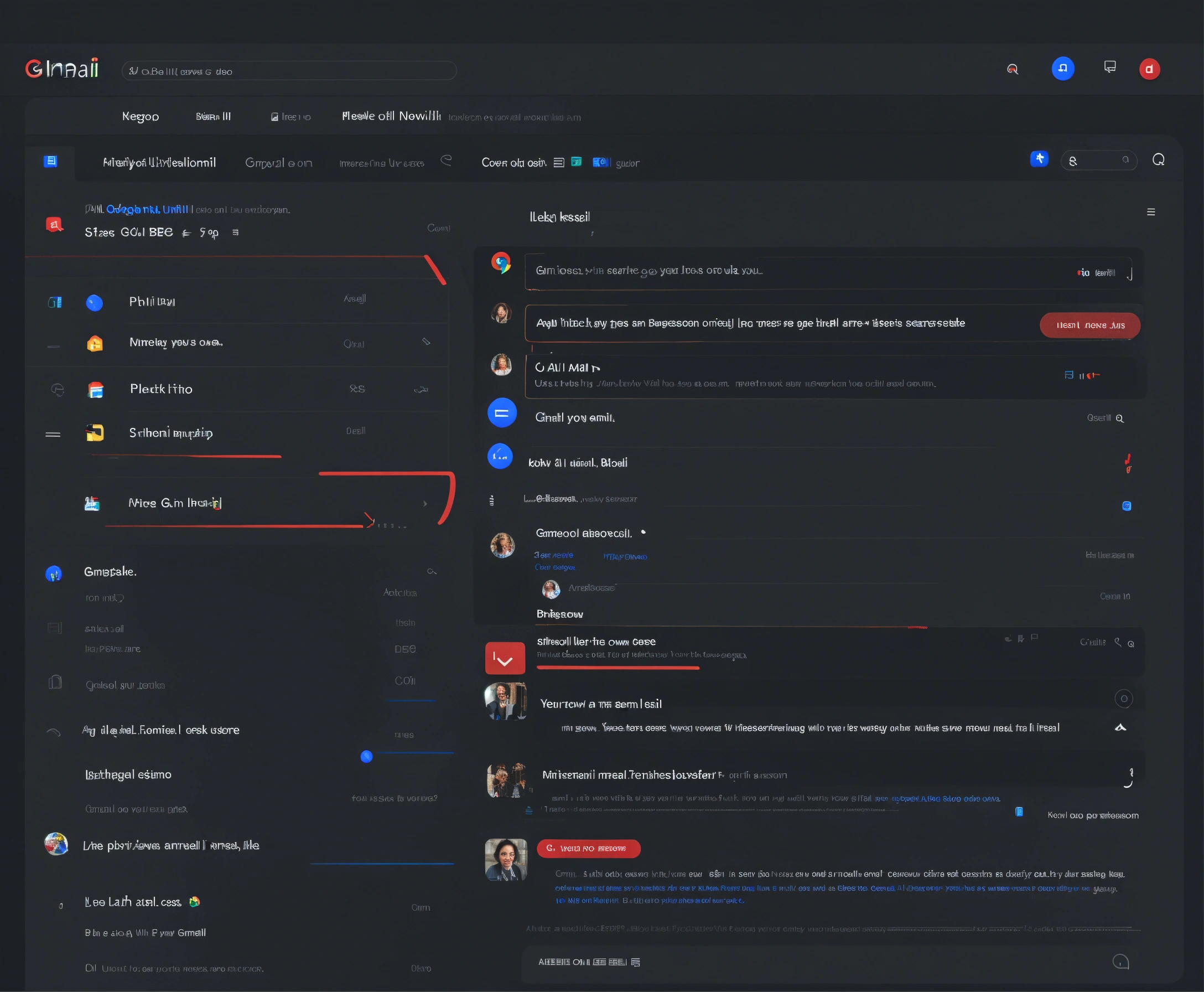 Lexica - Gmail ux/ui black blue