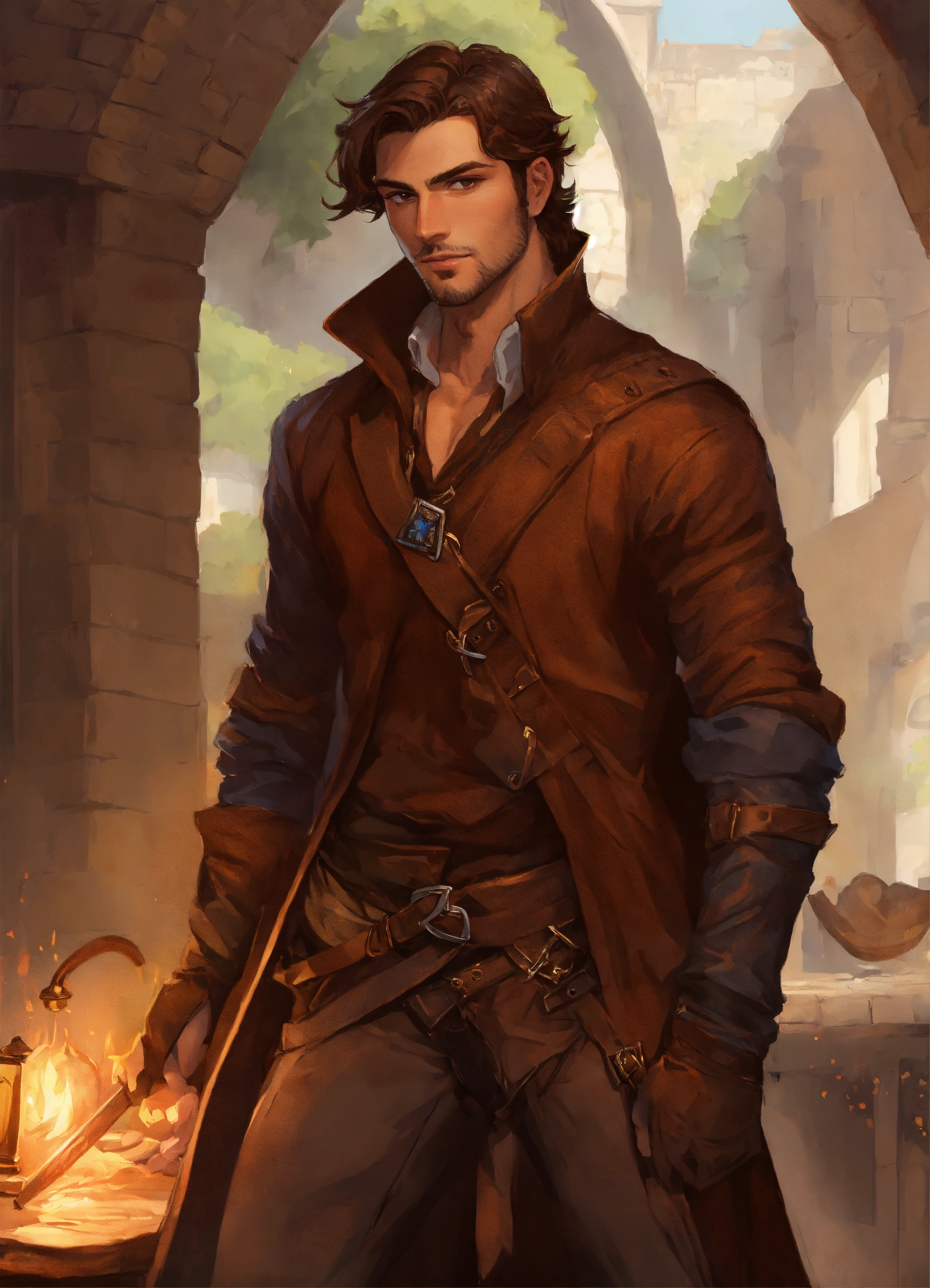 Lexica - Handsome male thief with brown hair d&d