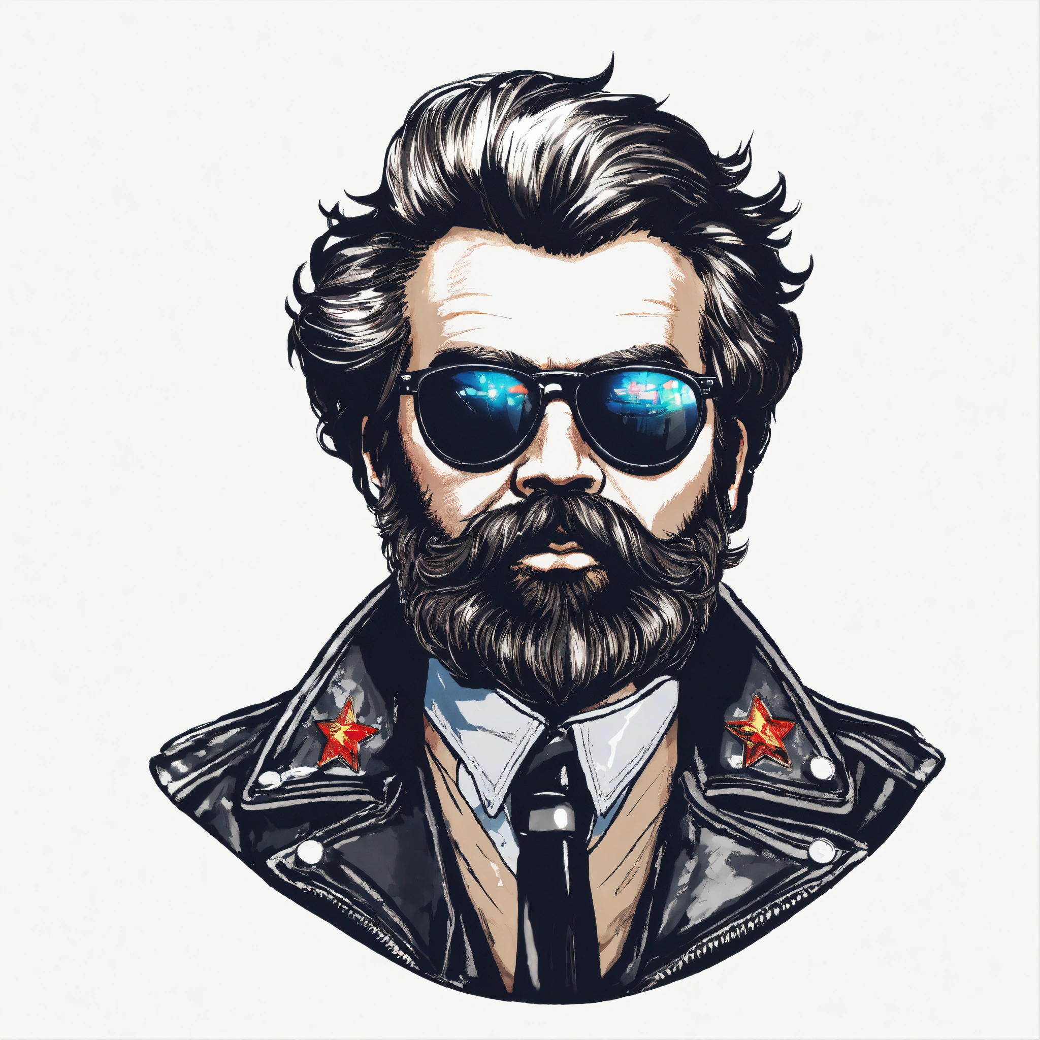 Lexica - Illustration of a cool Karl Marx in a rocker avatar, donning ...
