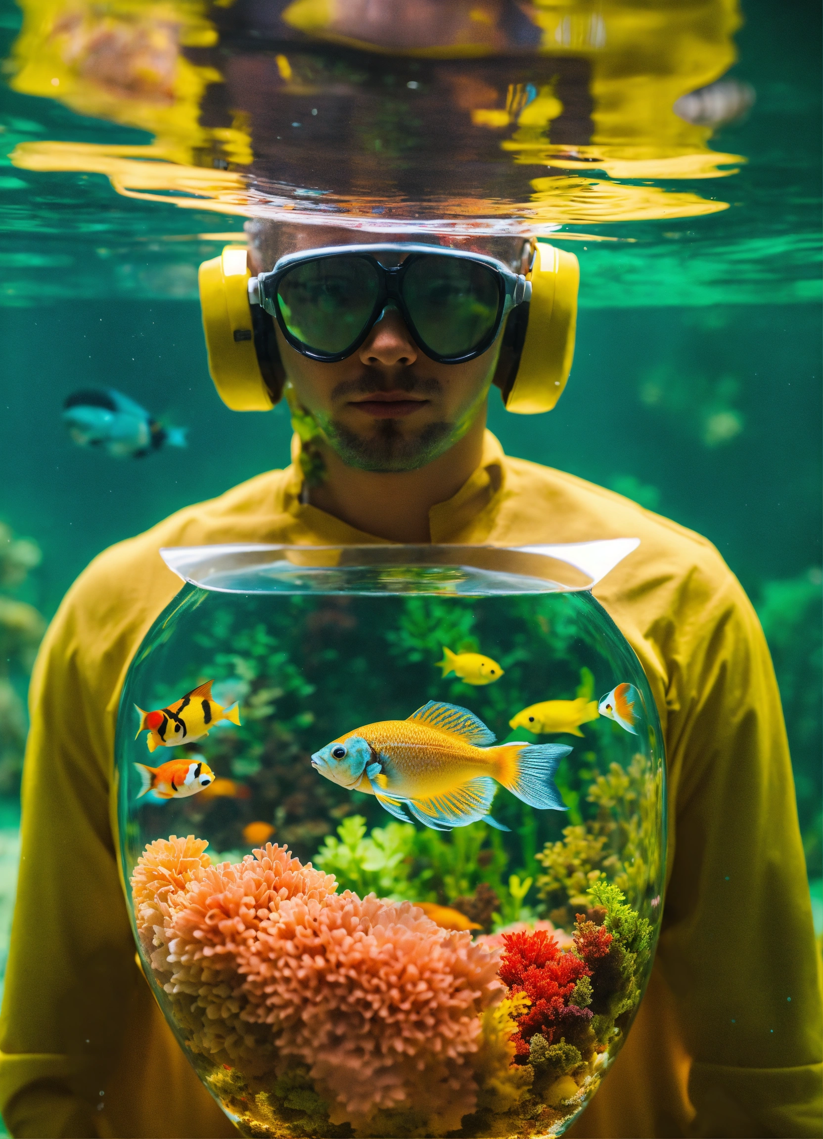Lexica - See-through human body with tropical fish inside