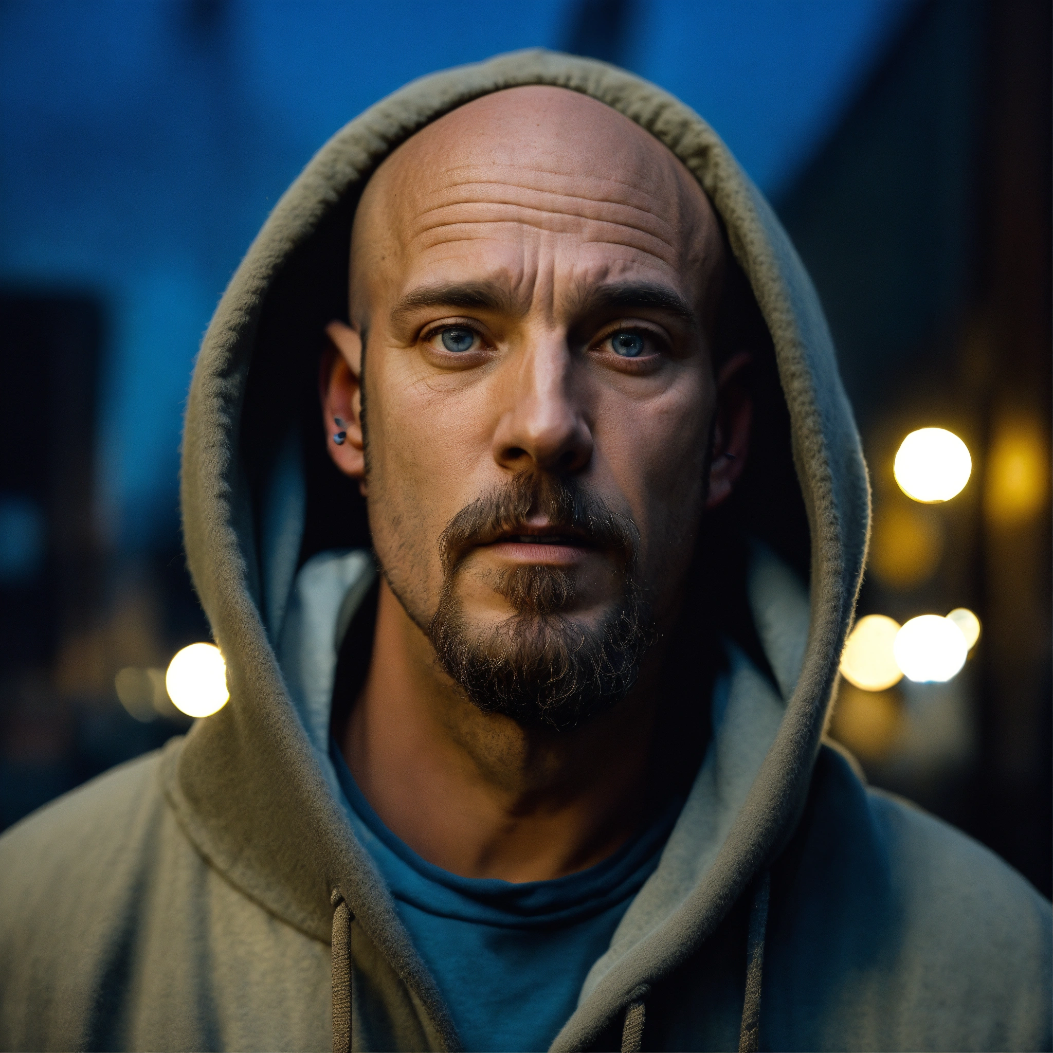 Lexica - A HUGE HOMELESS MAN WITH A HUGE LUMPY BALD HEAD, A TINY GOATEE ...