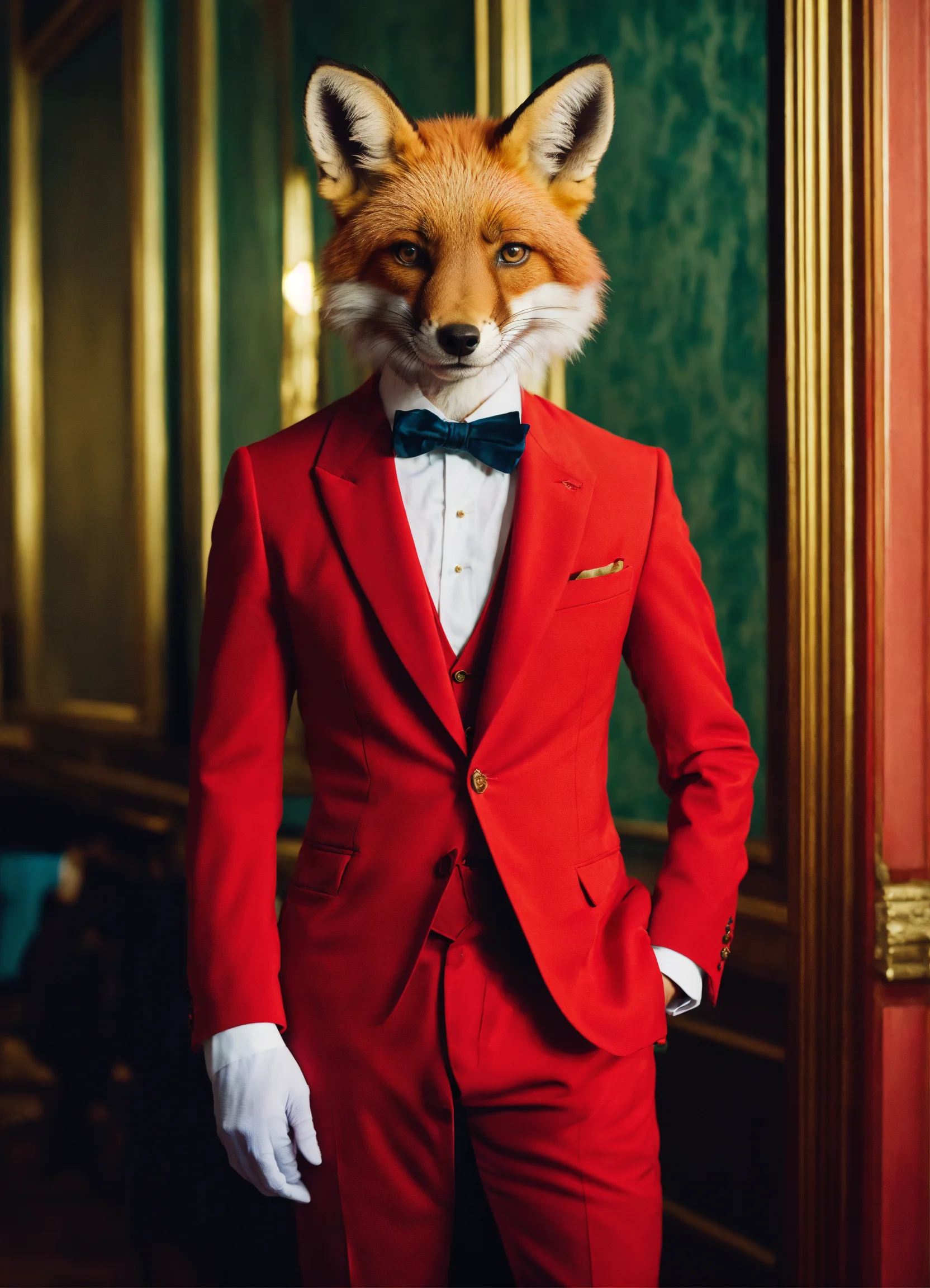 Lexica - Award - Winning Cinematic Still of Fox-Headed butler posing ...
