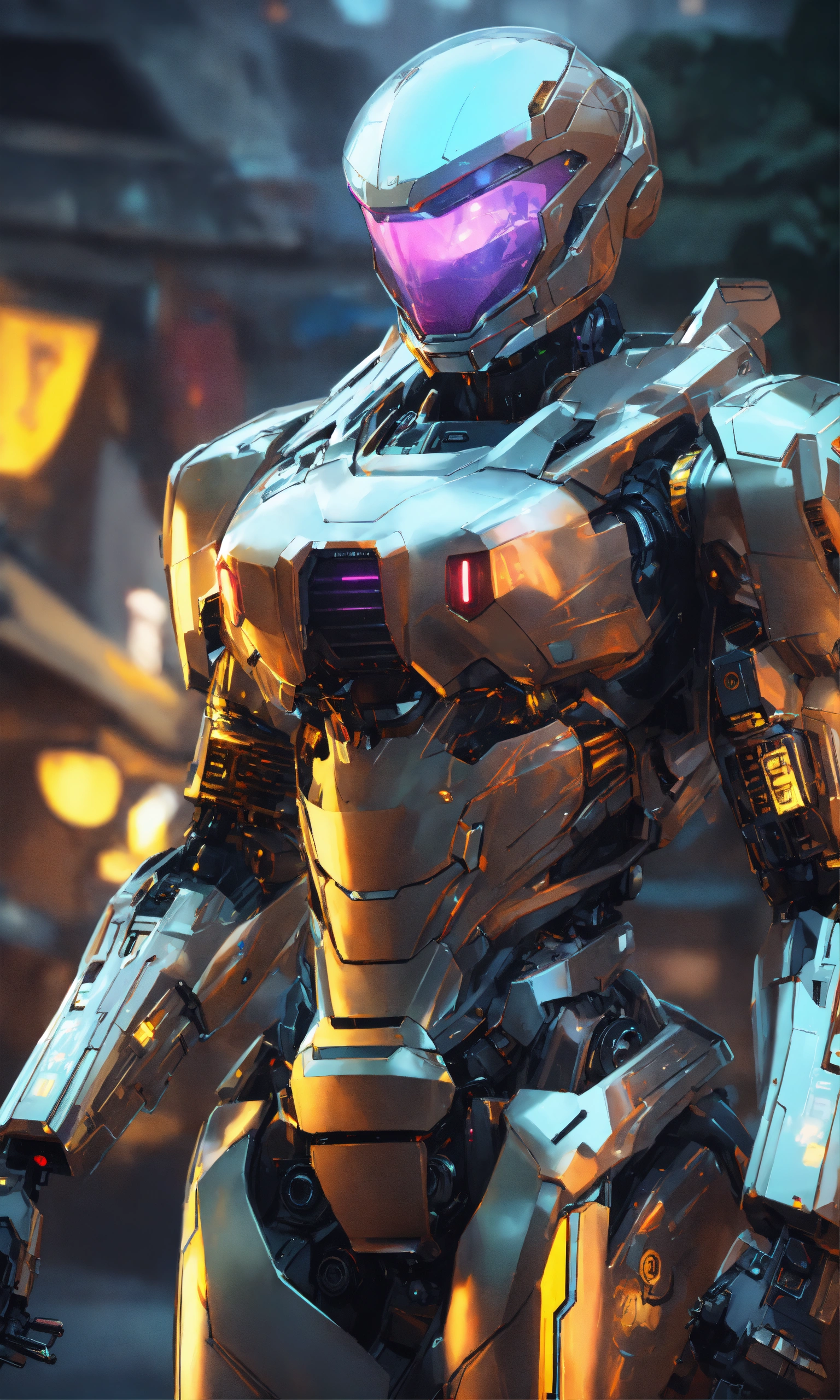 Lexica - Mechanical ninja, glowing, prismatic, pearlescent, shimmering ...
