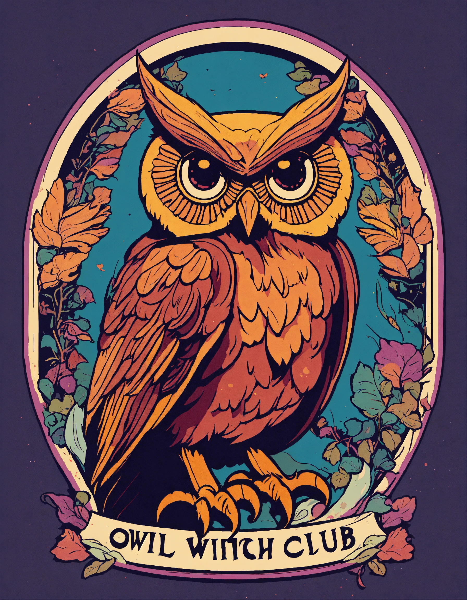 Lexica - Owl witch club illustration art, die-cut sticker, paper cut ...