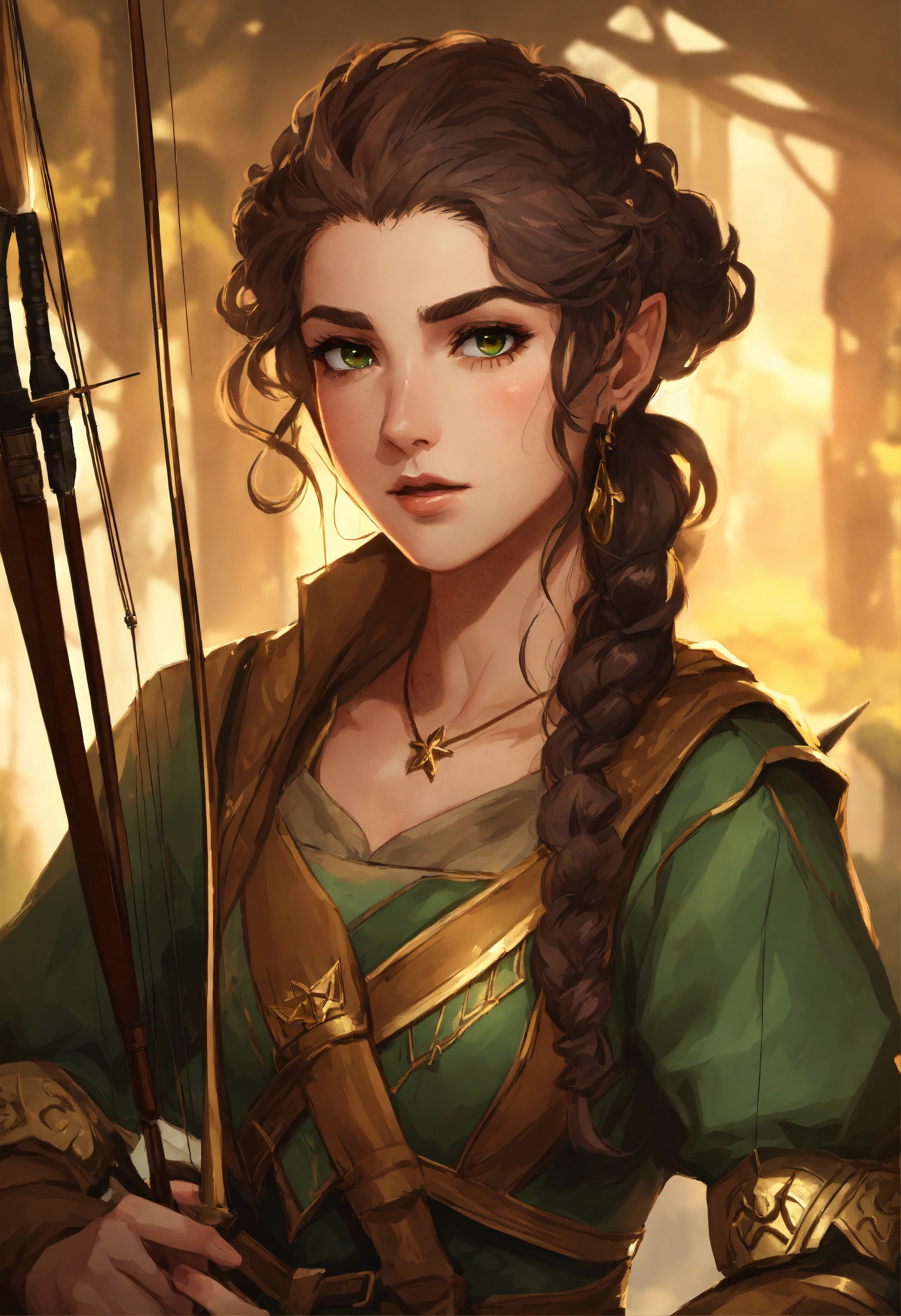 Lexica - Character art of a 24-year-old female wood elf, curly hair ...