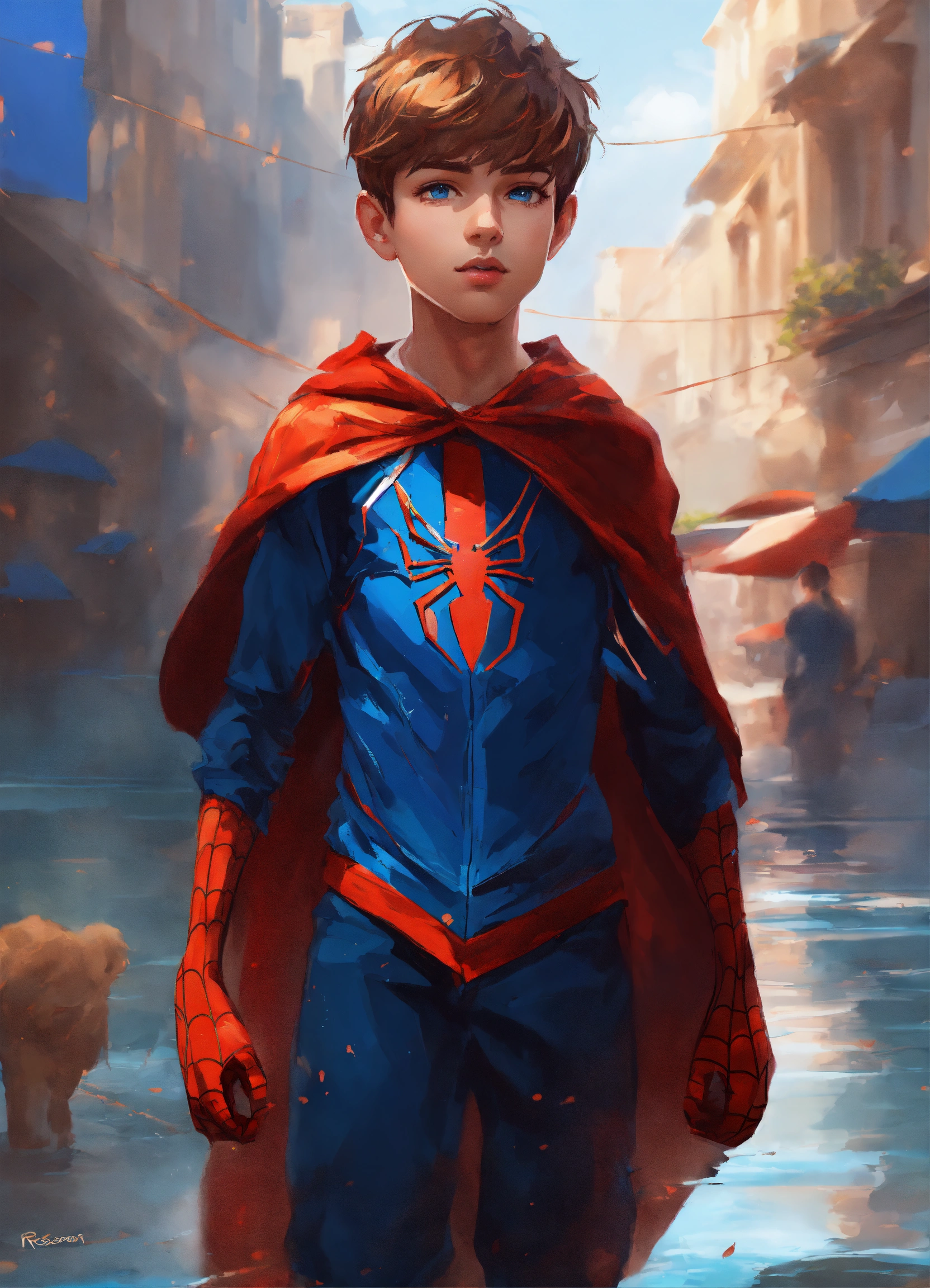 Lexica - Realistic, cute boy dressed in spiderman theme, wearing ...