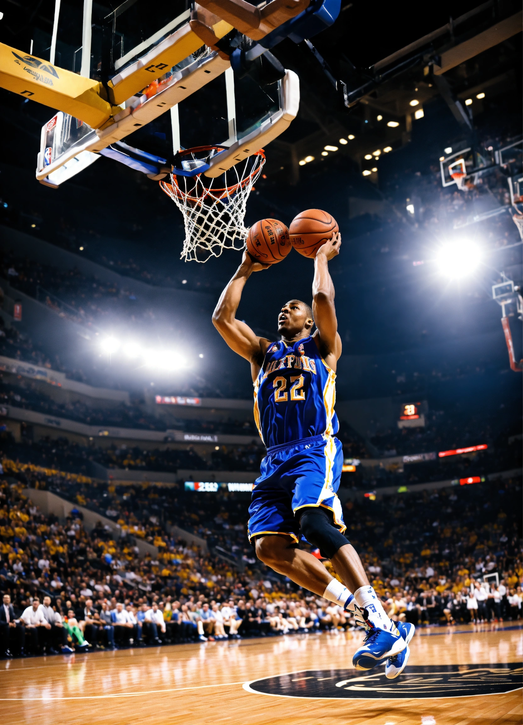 Lexica - A dynamic action shot of a professional basketball player mid ...