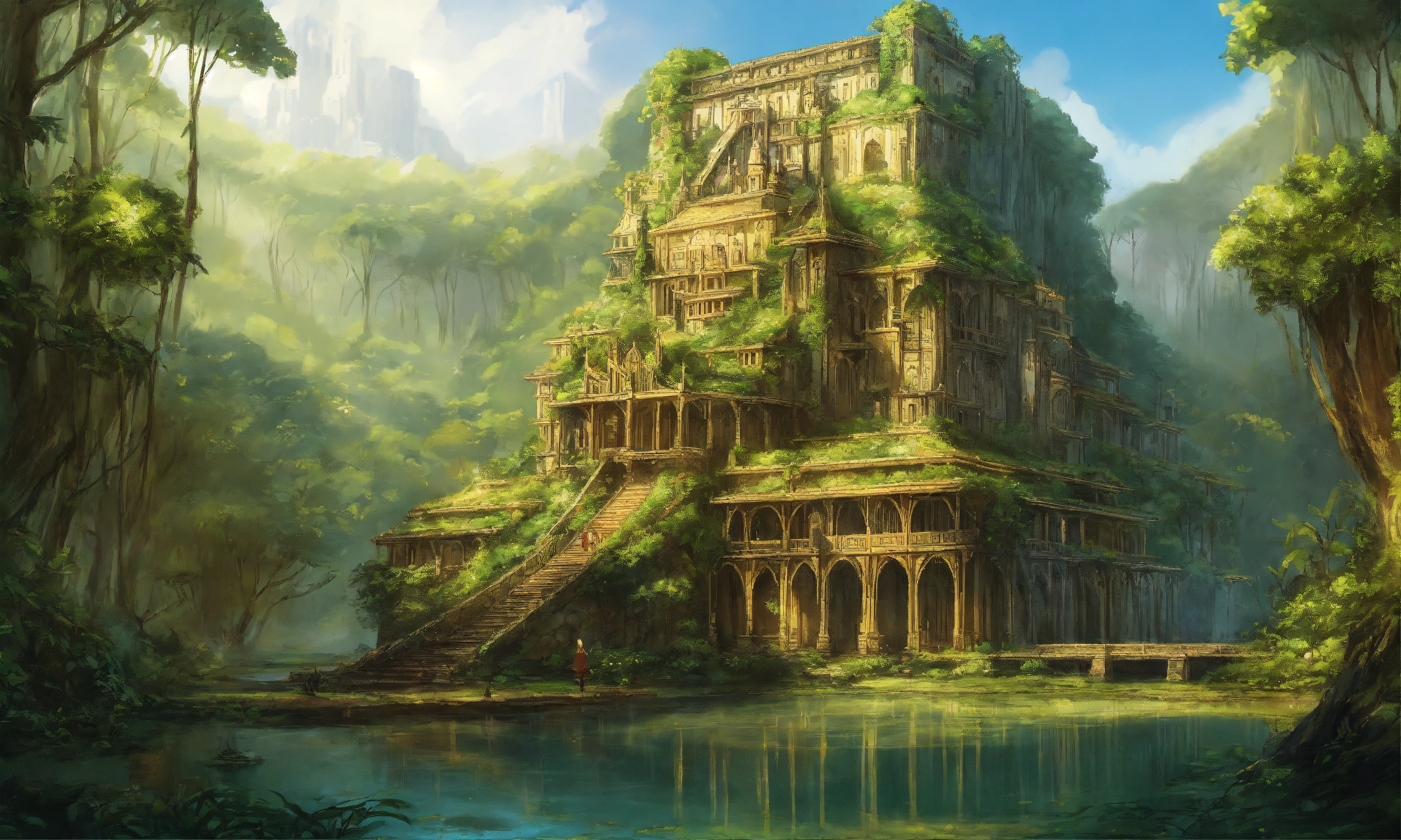 Lexica - Drawing of an elegant high elf palace surrounded by a fortress ...