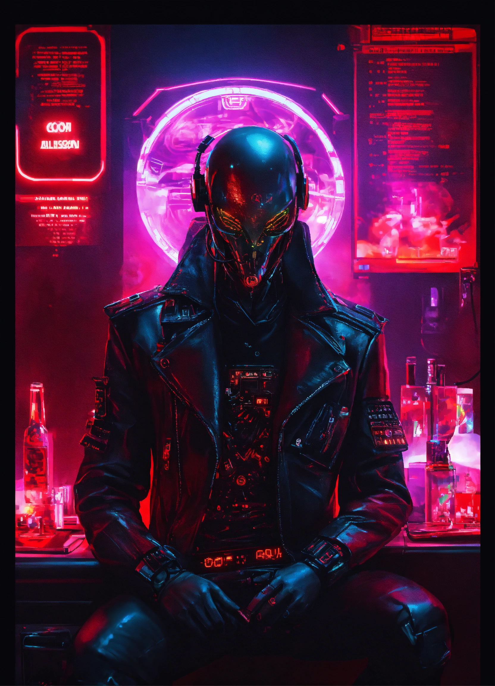 Lexica - Dark aesthetic, a alien cyborg with electronic screen in the ...