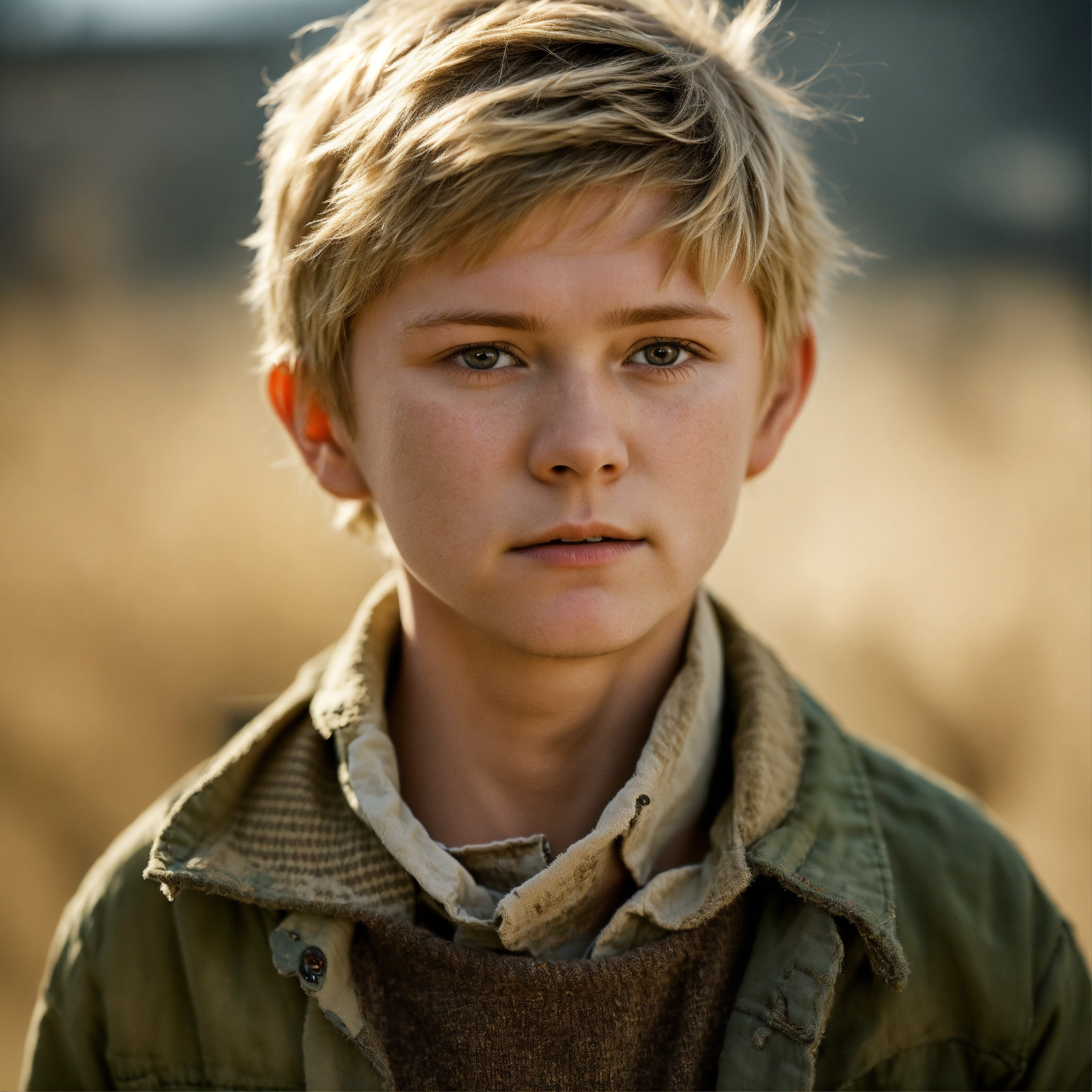 Lexica - Scrawny little stubble-blond boy with collar face, emaciated ...