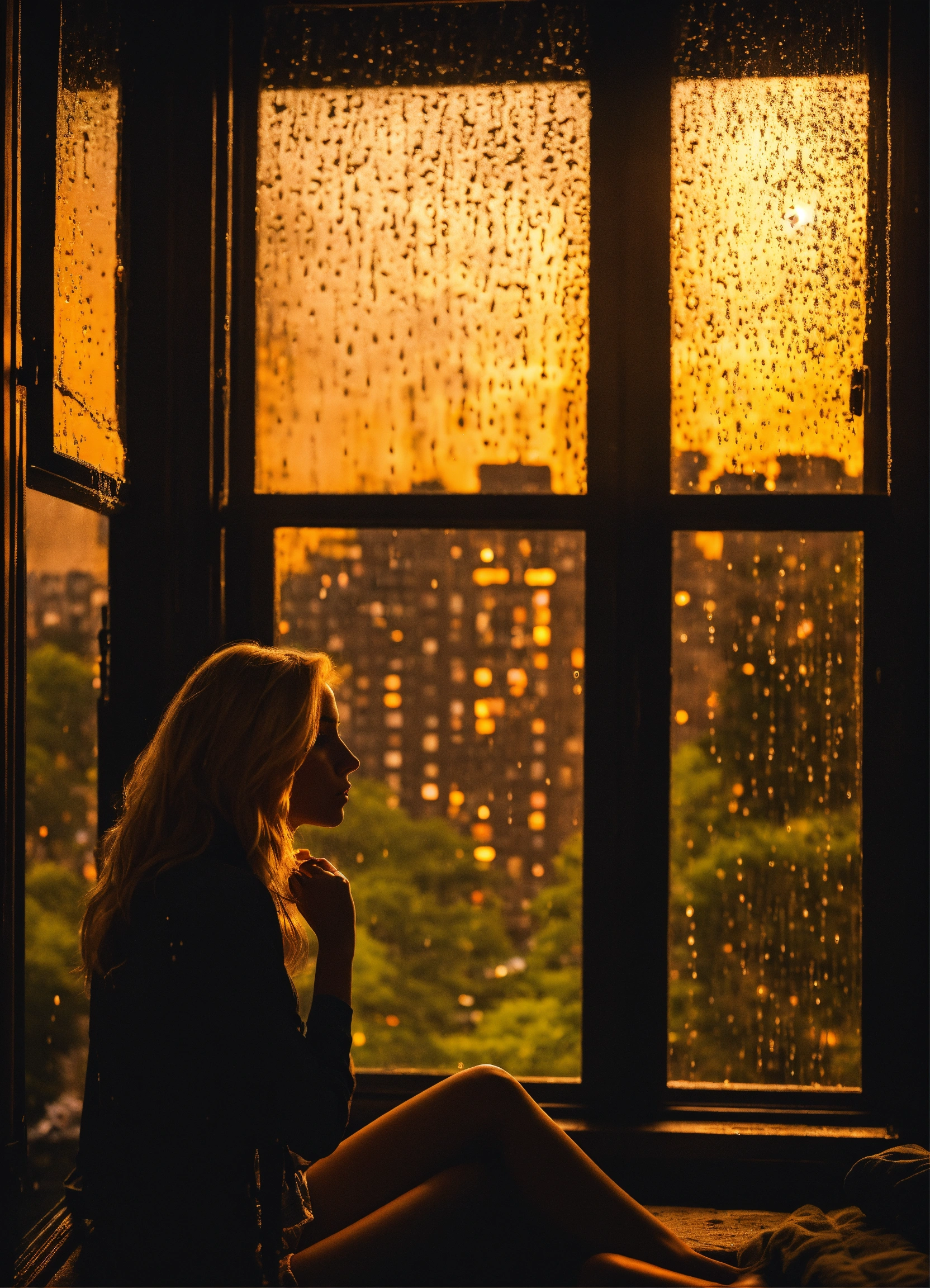 Lexica - Silhouette of a hot blonde girl thinking about life seeing ...