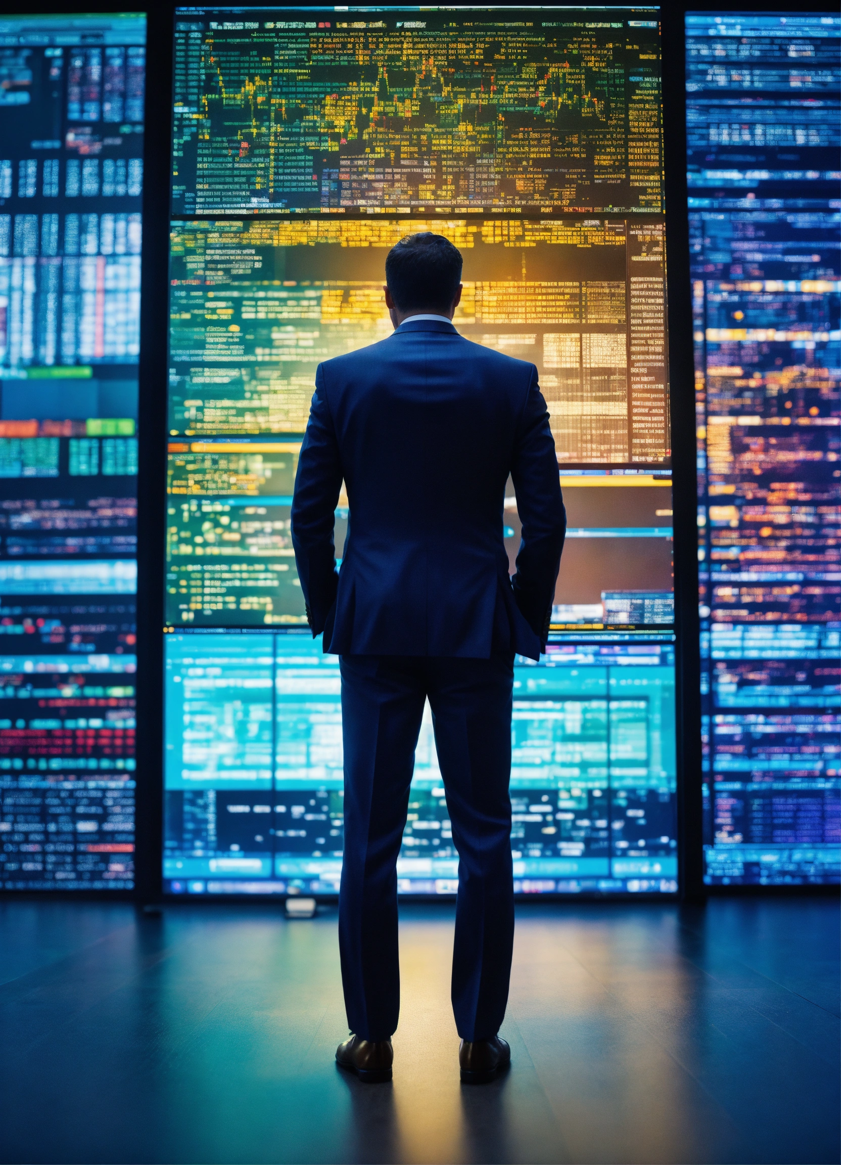 Lexica - A vibrant image depicts a businessman, defocus, standing ...