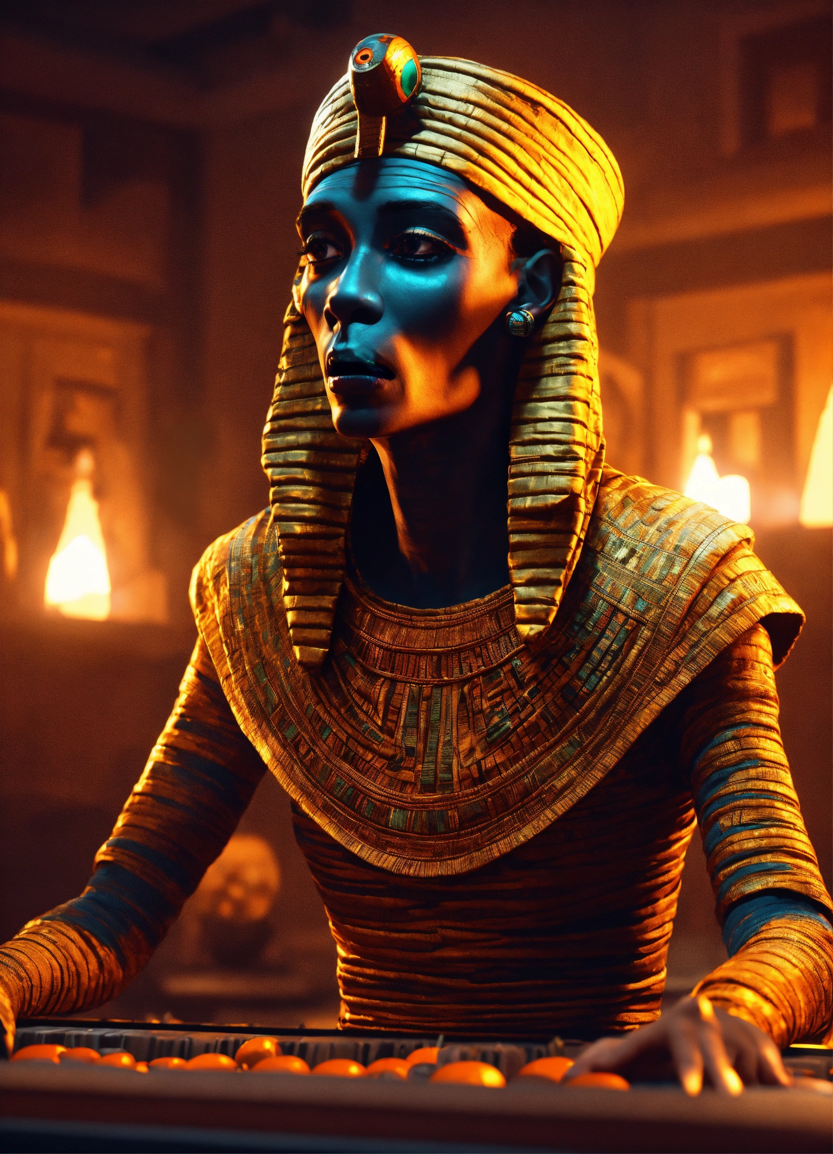 Lexica - An old egyptian mummy singing rap music, dressed like a raper ...