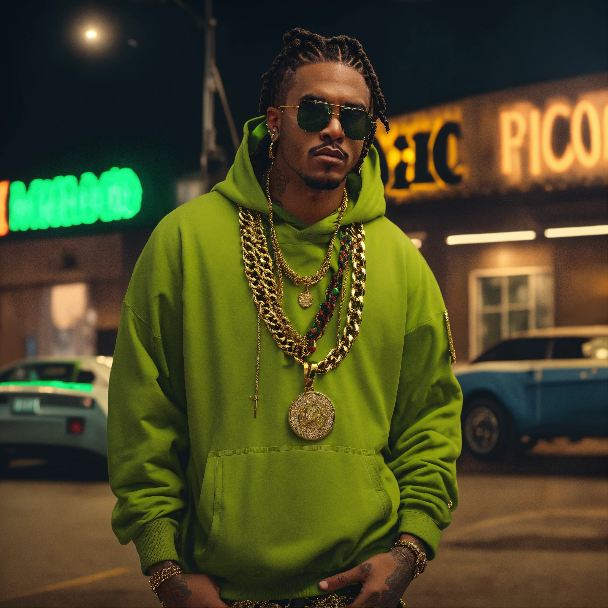 Lexica - HD, 4K, Background is a gas station with luxury trap scene ...