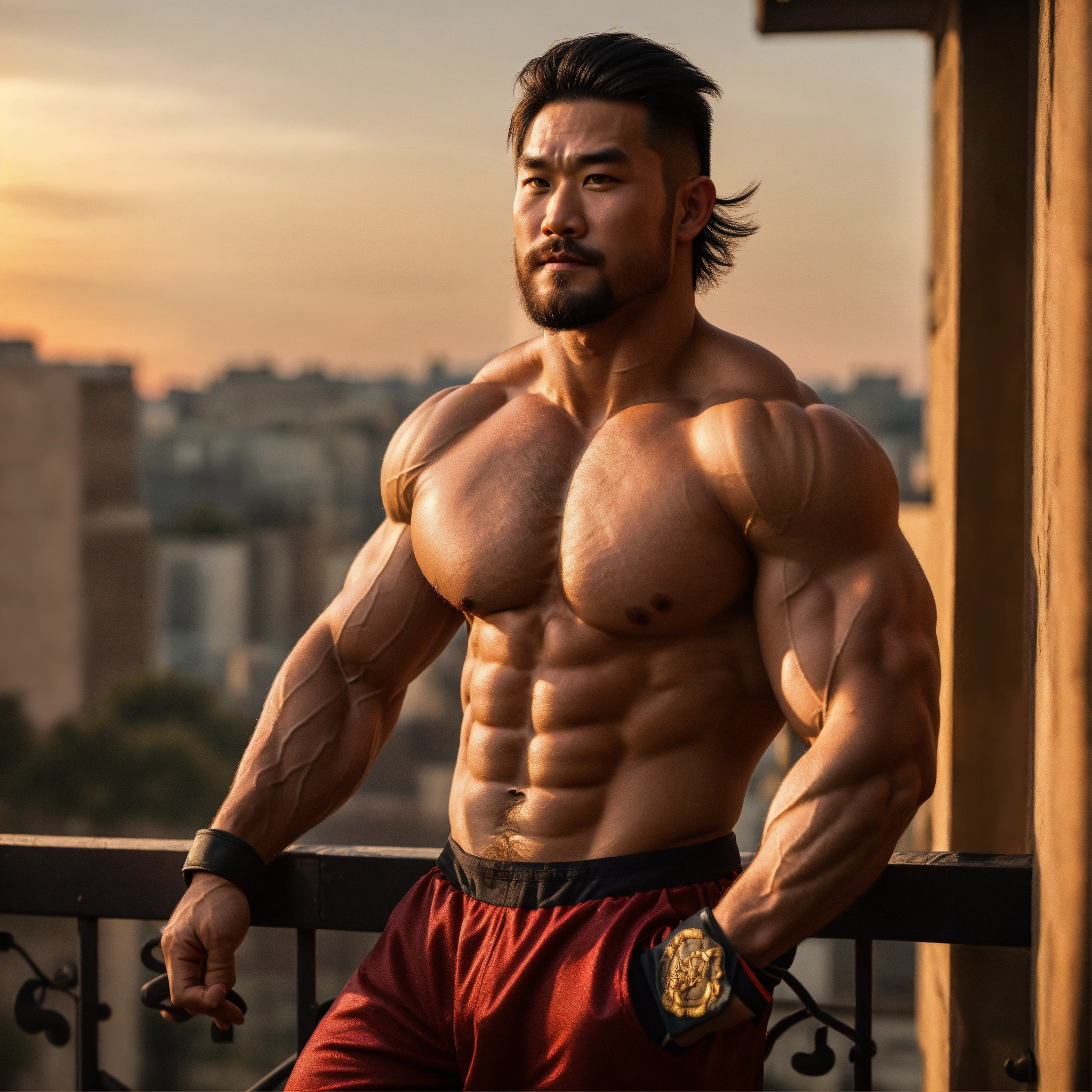 Lexica - 30-year-old hairy man with big muscles, Liu Kang, big ...