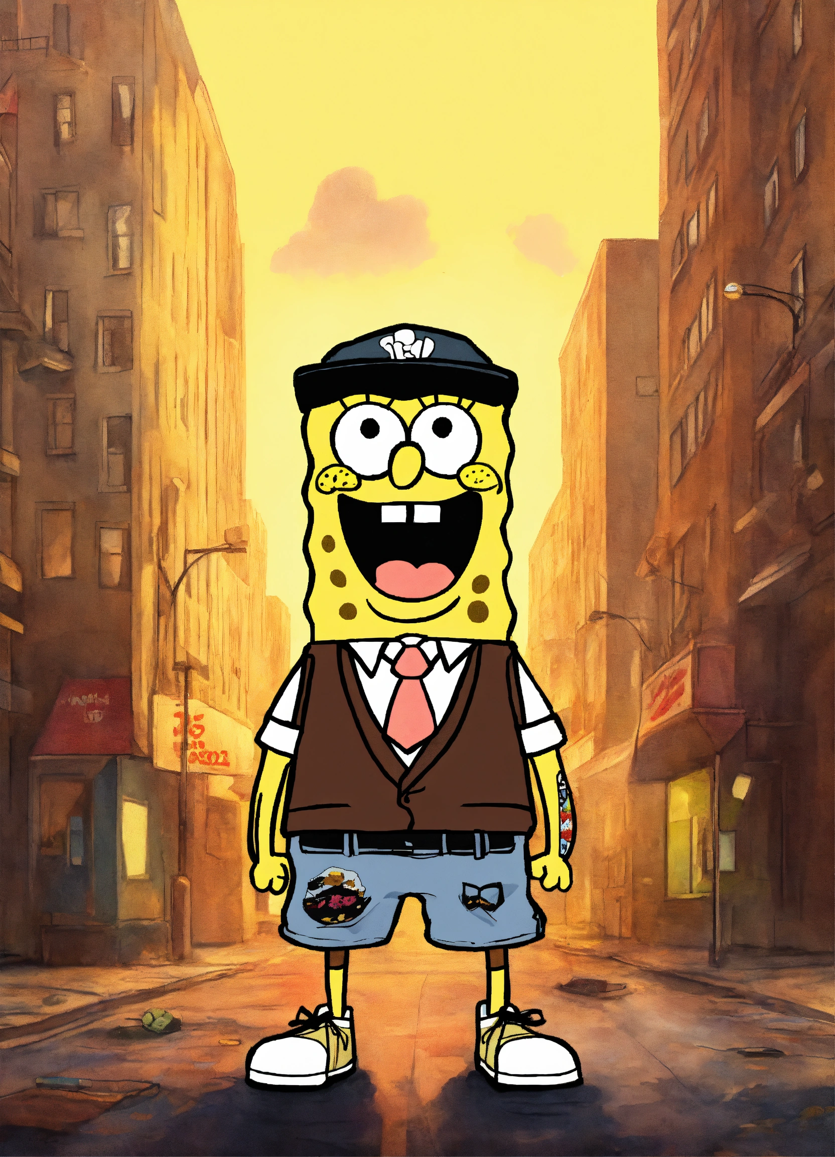 Lexica - Hip hop art style SpongeBob SquarePants jay z full body