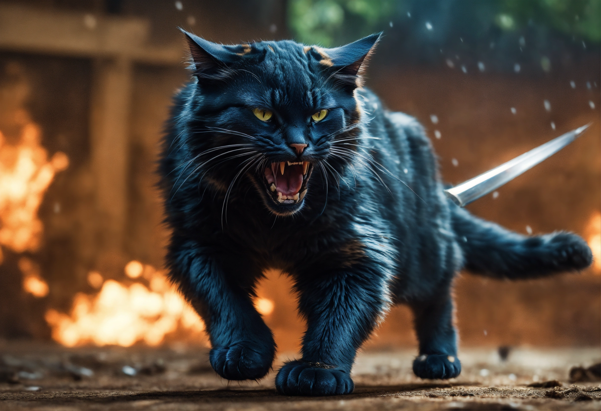 Lexica - Produce me an image of cat wolverine in fighting action, movie ...