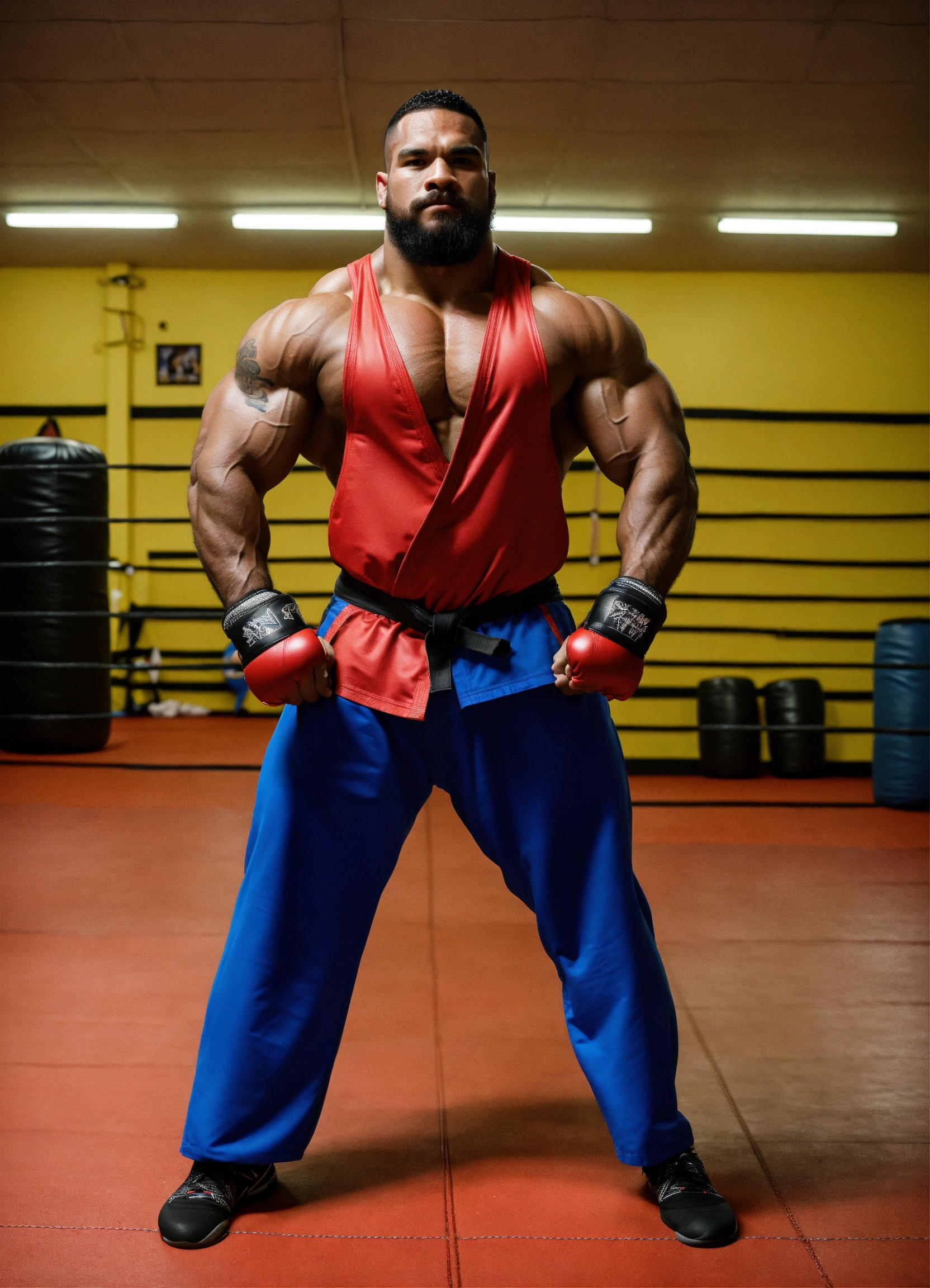 Lexica - 30-year-old wrestler with big muscles in a dojo, bodybuilder ...